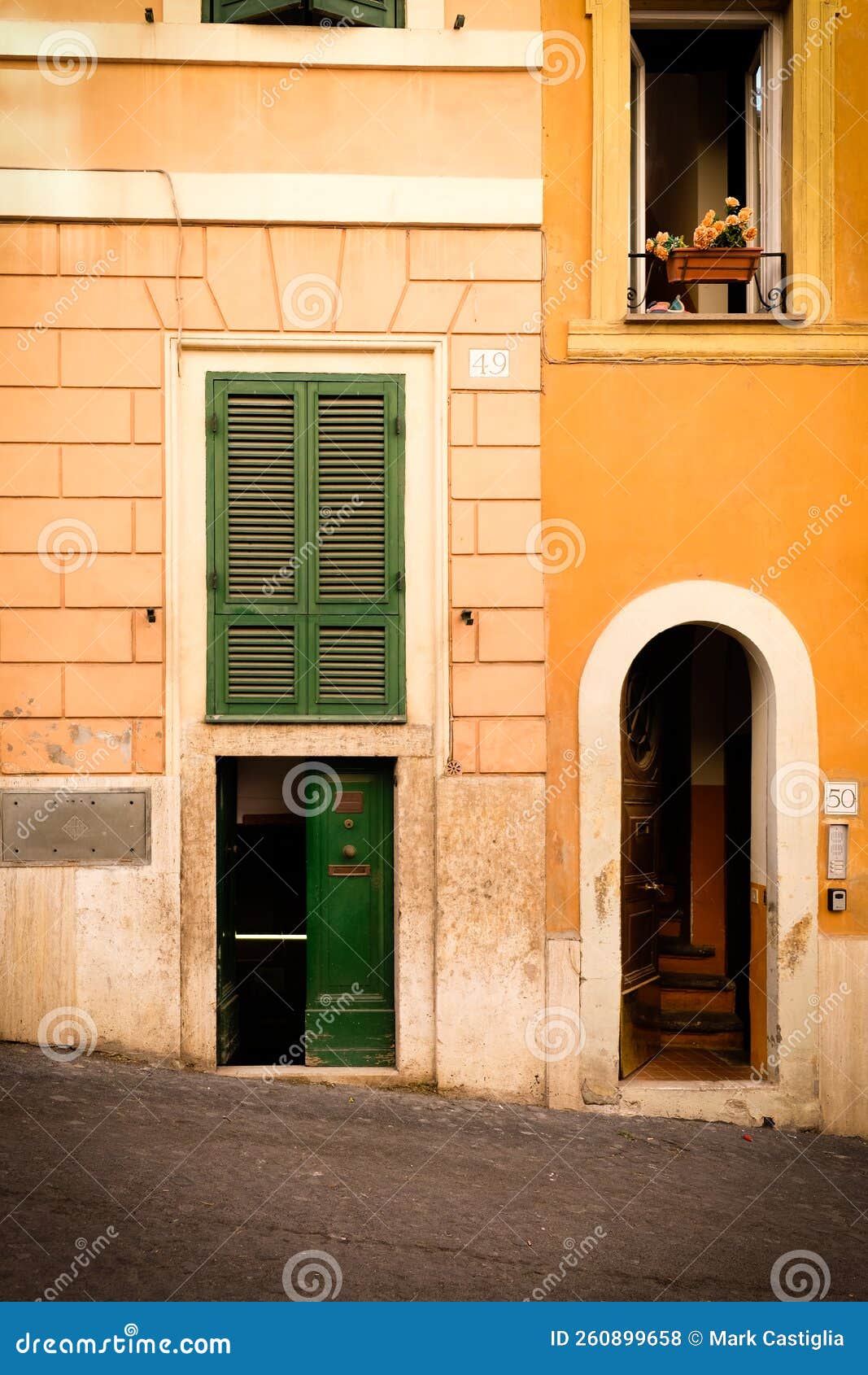 Two Old Homes and Doors in Yellow in Italy Editorial Stock Photo ...