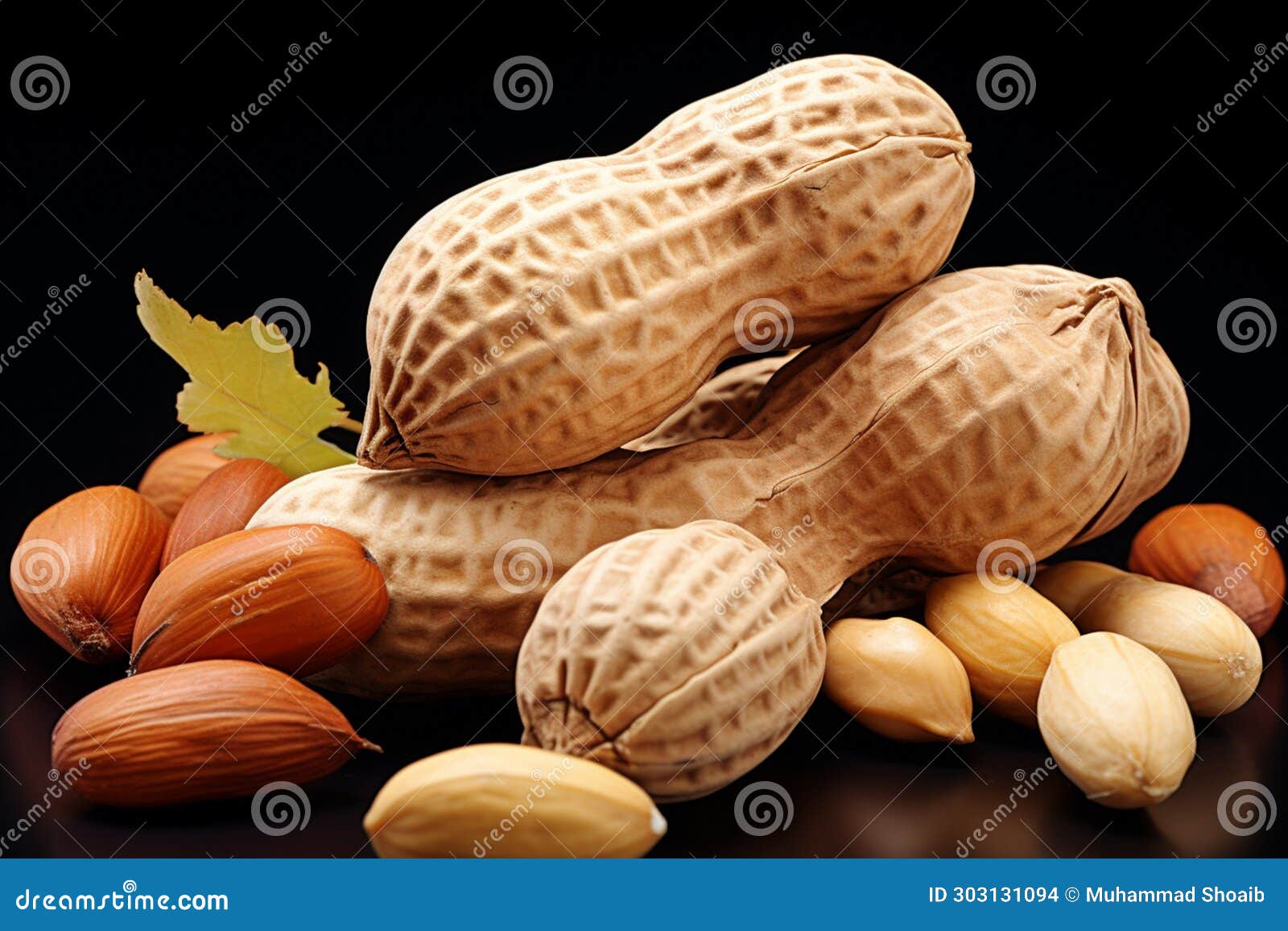 Dual Presentation Isolated Peanuts Displayed in Shell and Peeled Stock ...
