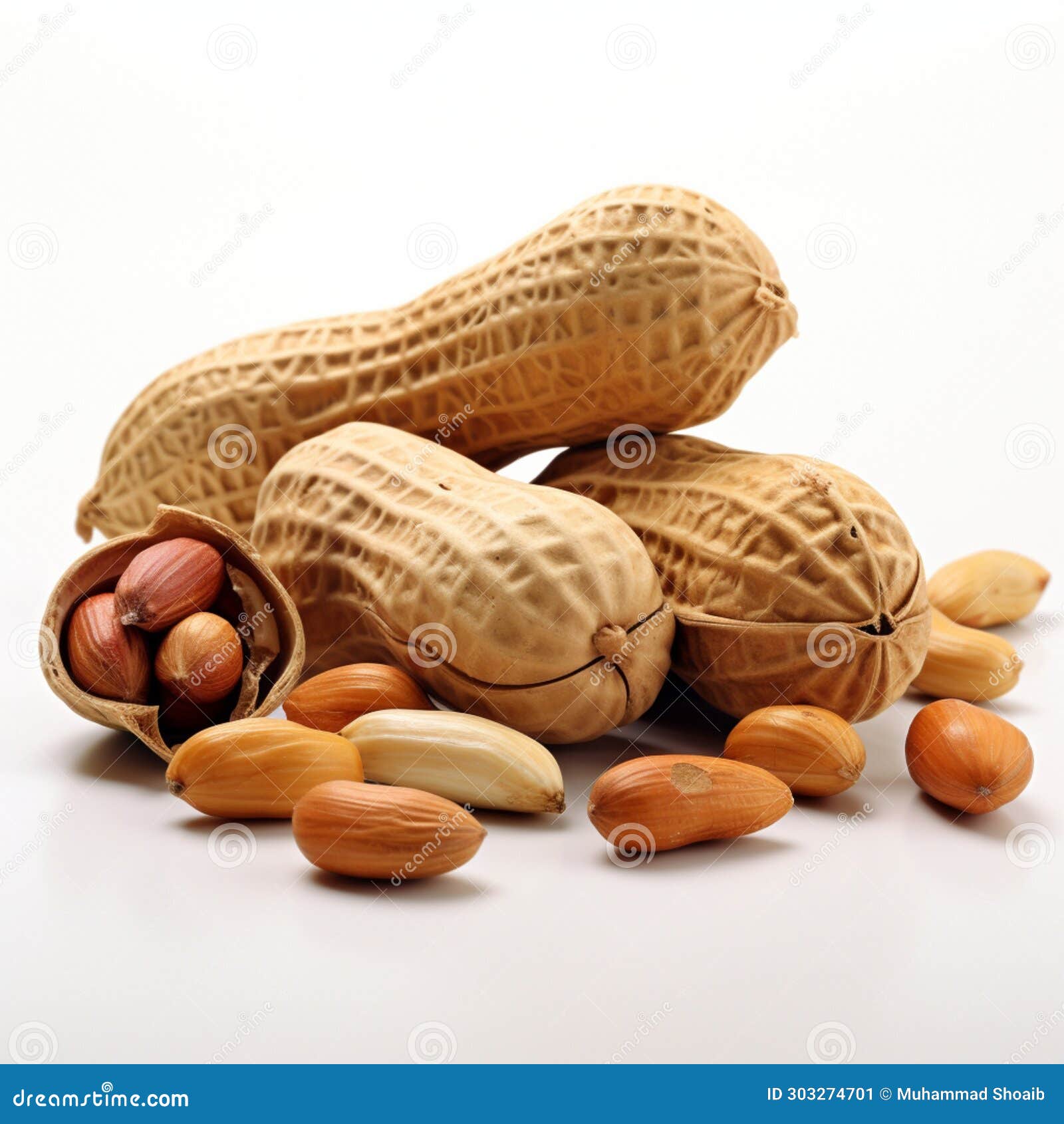 Dual Presentation Isolated Peanuts Displayed in Shell and Peeled Stock ...