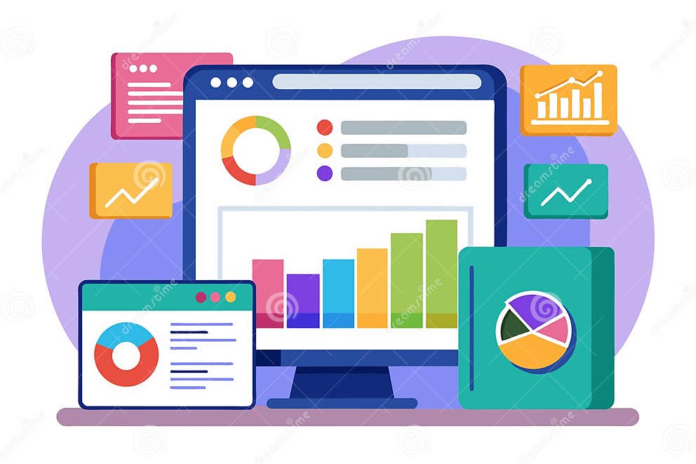 A Dual-screen Setup Displays Colorful Browser Statistics and Graphs ...