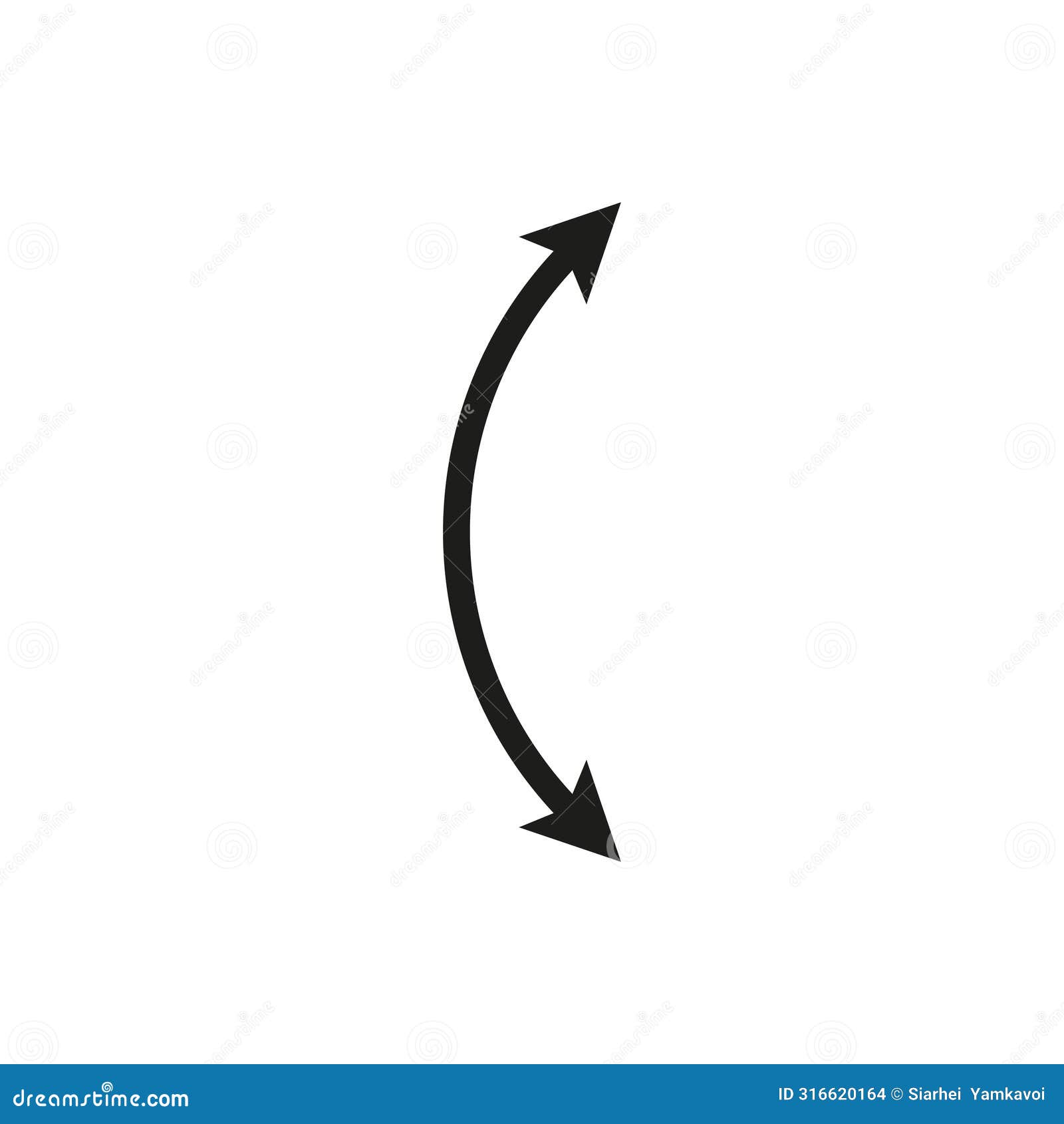 Dual Semi Circle Arrow. Vector Illustration. Semicircular Curved Thin ...