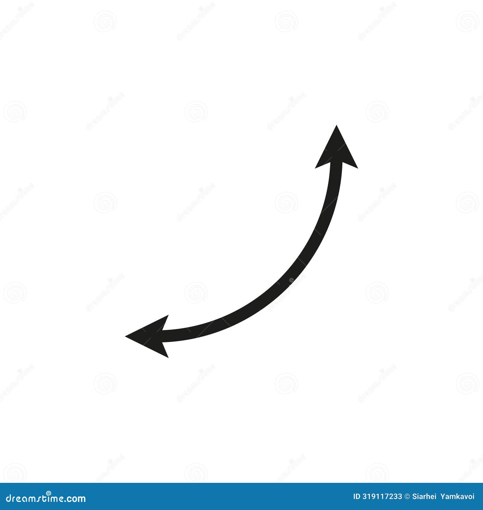 Dual Semi Circle Arrow. Vector Illustration. Semicircular Curved Thin ...