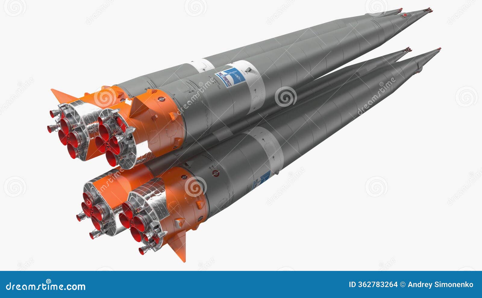 Dual Stage Rocket Booster with Four Nozzle Design Stock Photo - Image ...