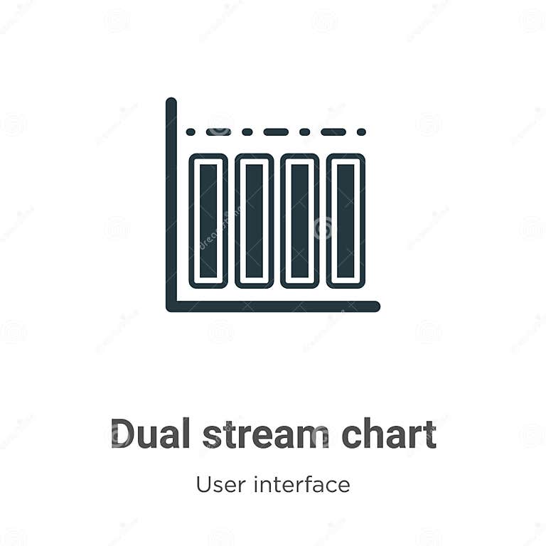 Dual Stream Chart Vector Icon on White Background. Flat Vector Dual ...