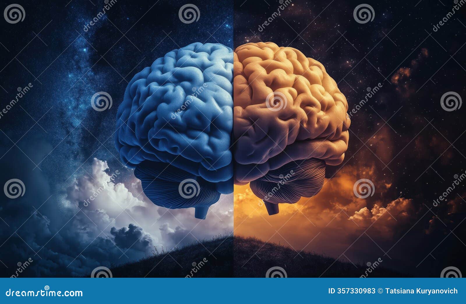 Duality of Mind: Blue and Orange Brain Representing Contrasting ...