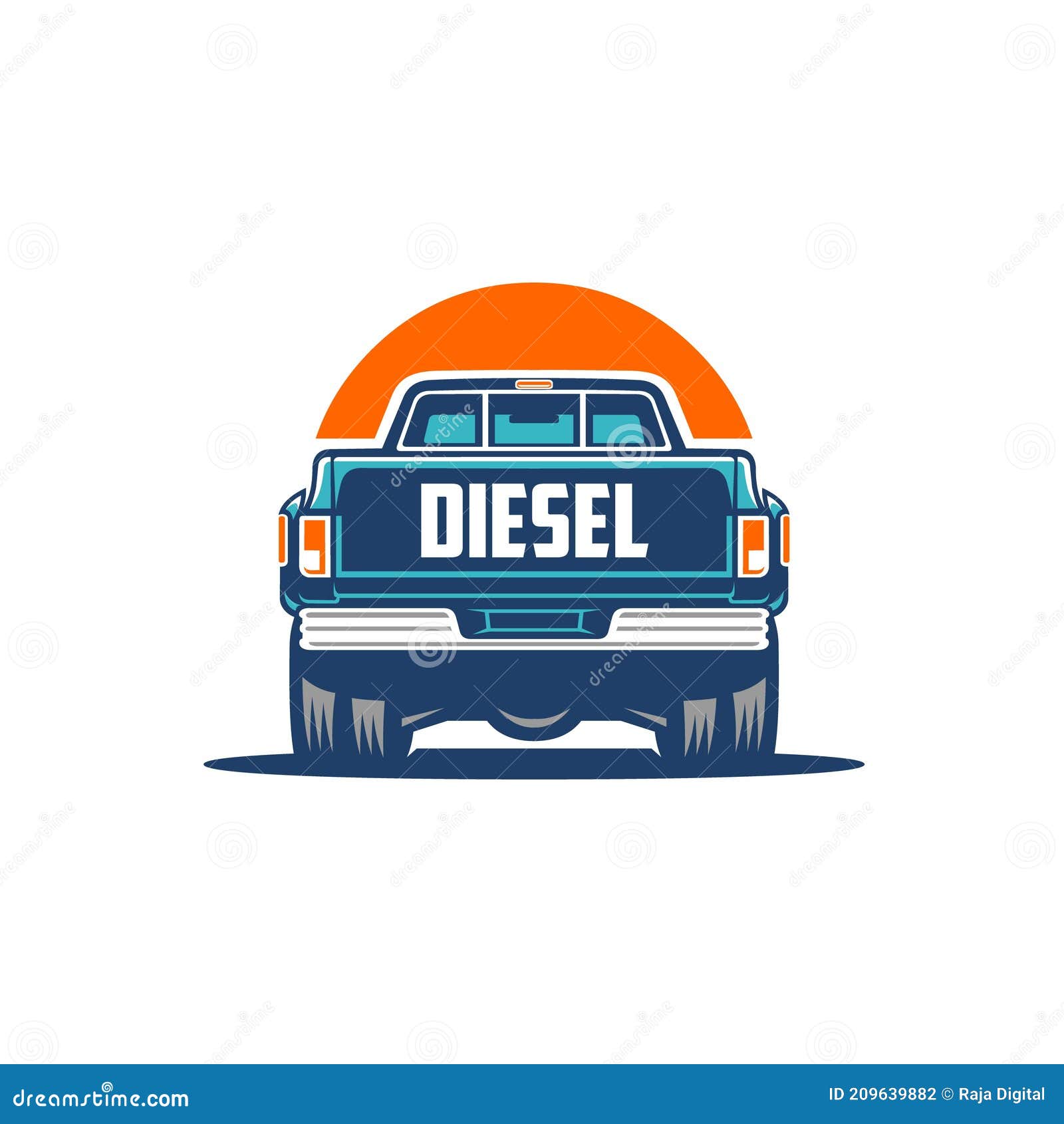 Dually Truck Diesel In Desert Logo Vector Illustration Isolated ... Dually Truck Diesel In Desert Logo Vector Illustration Isolated ...