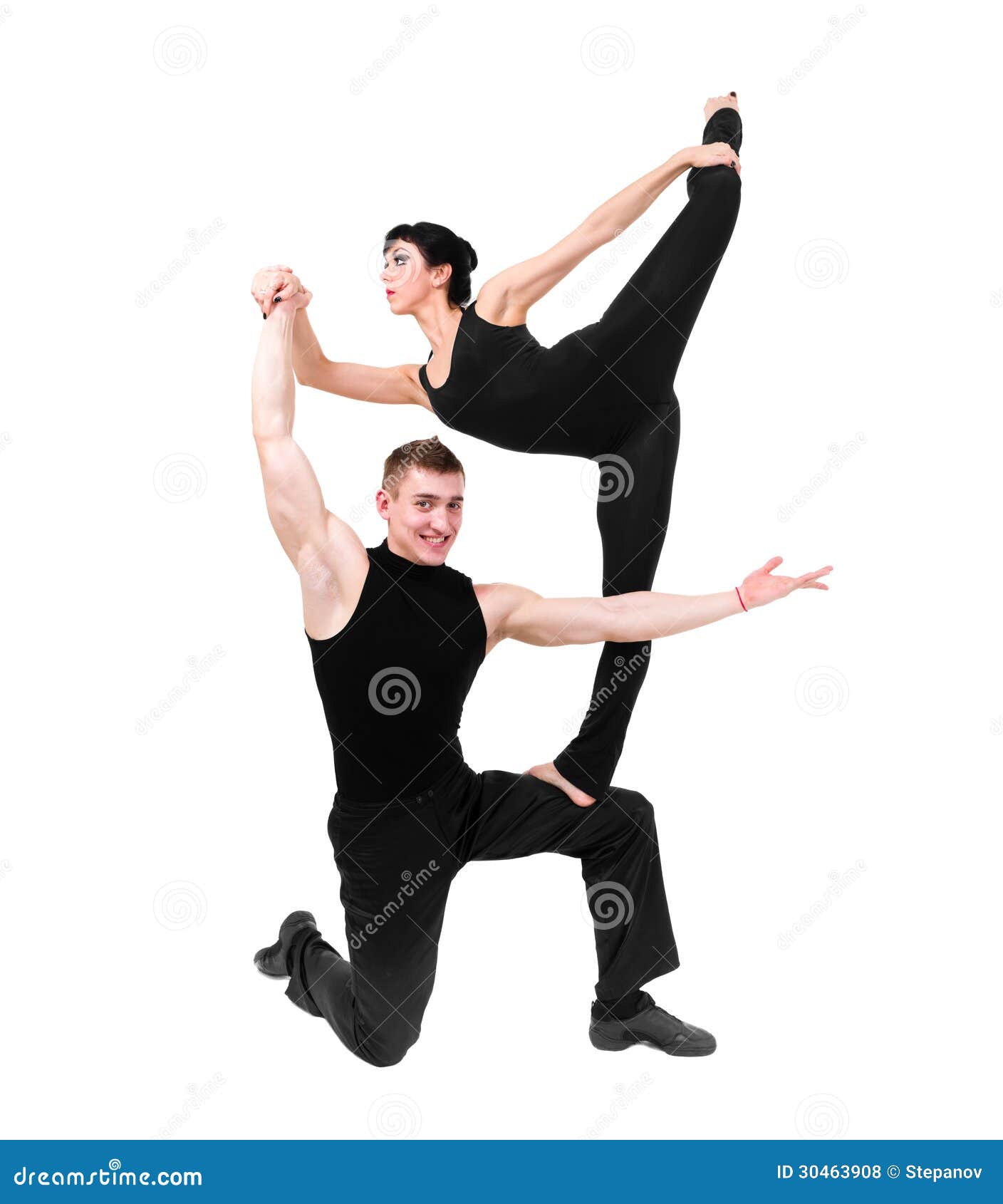 Duas Acrobatas Modernas Novas Que Levantam No Branco Foto de Stock ...