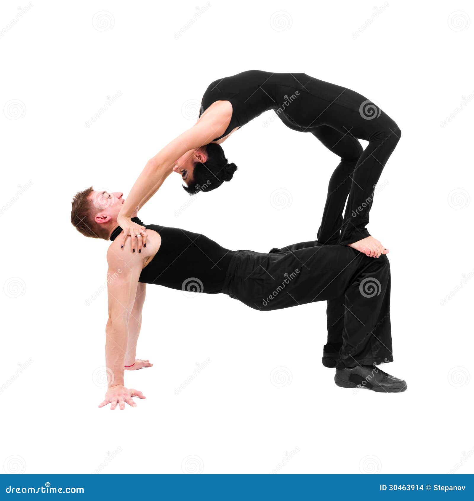 Duas Acrobatas Modernas Novas Que Levantam No Branco Foto de Stock ...