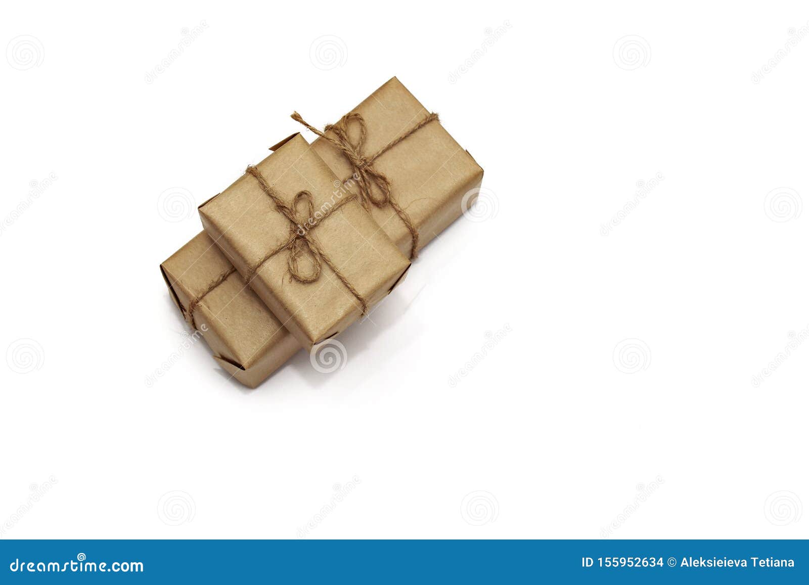 Duas Caixas De Presentes Em Papel Artesanal Foto De Stock Imagem De