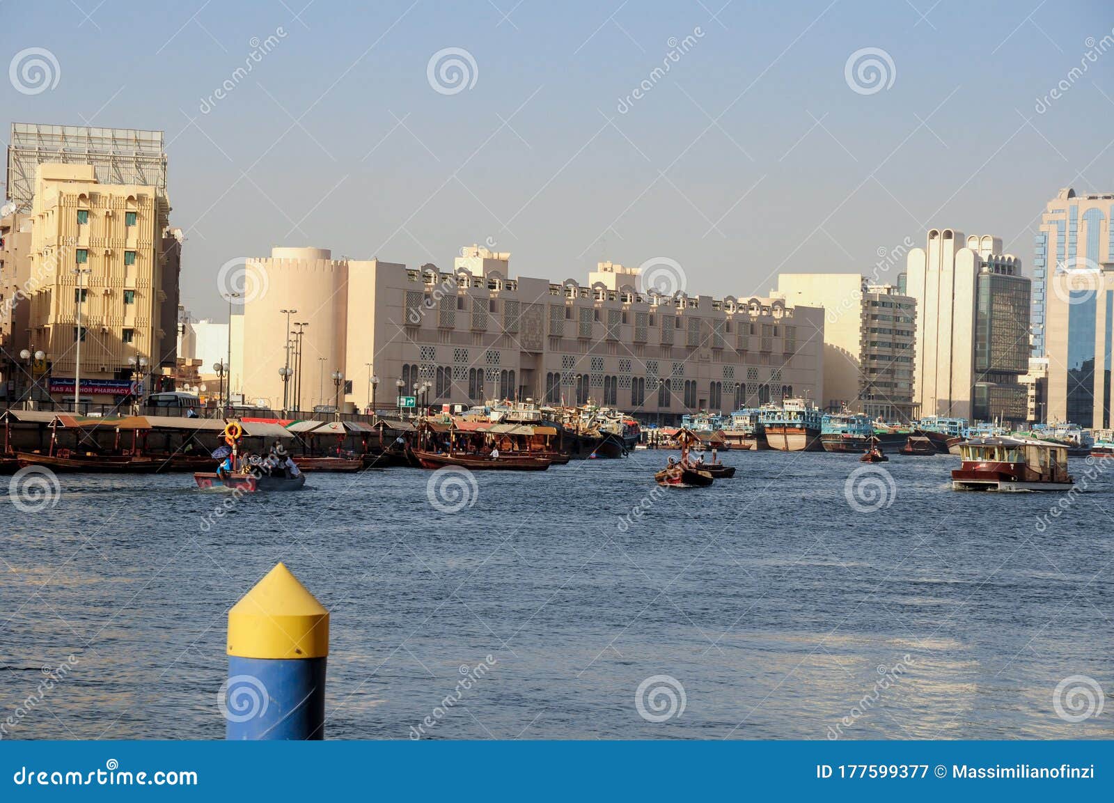 Dubai, River Creek with Downtown Stock Image - Image of east ...