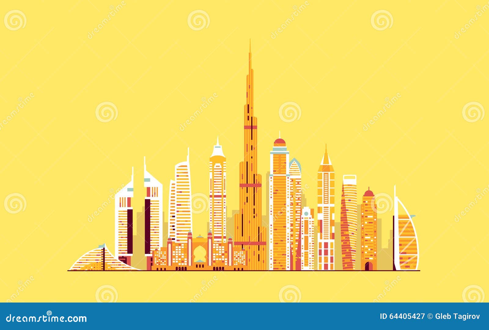 Dubai abstract skyline stock vector. Illustration of tall - 64405427