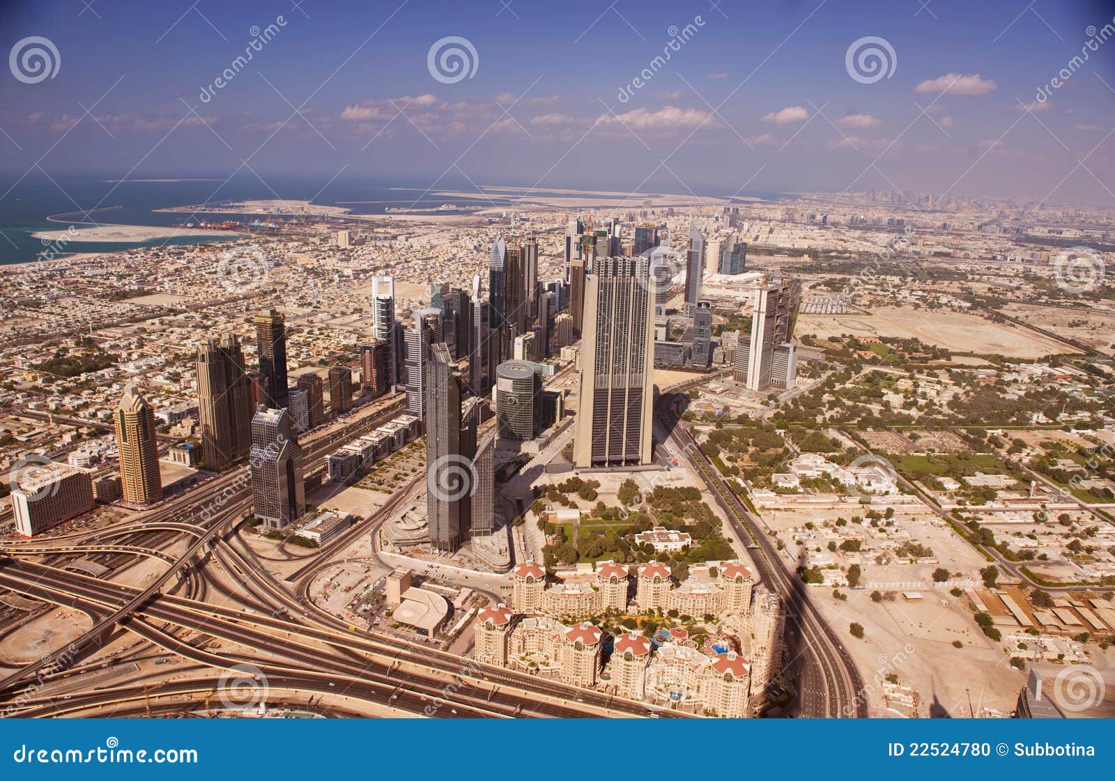 Dubai aerial view stock photo. Image of east, business - 22524780