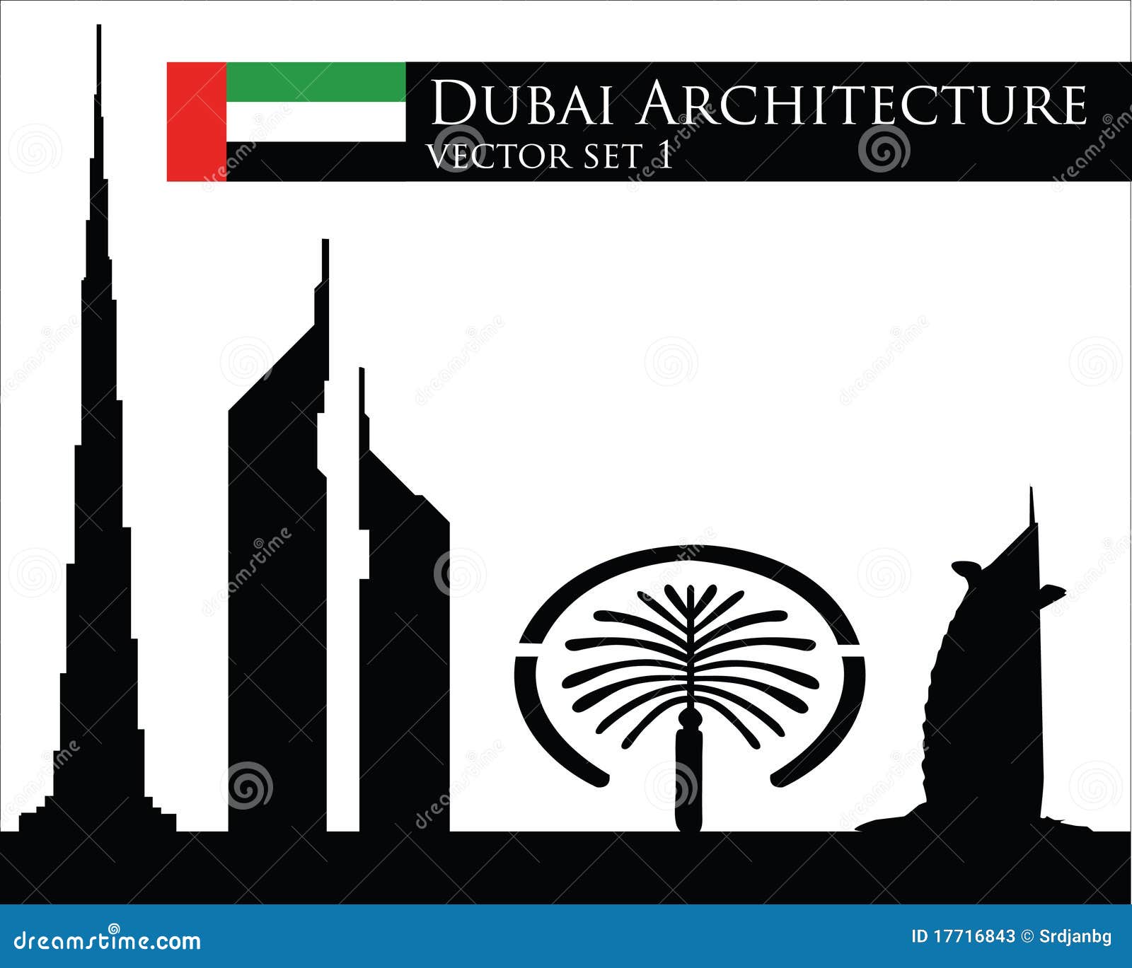 Dubai Architecture Vector Set Stock Vector - Illustration of tower ...