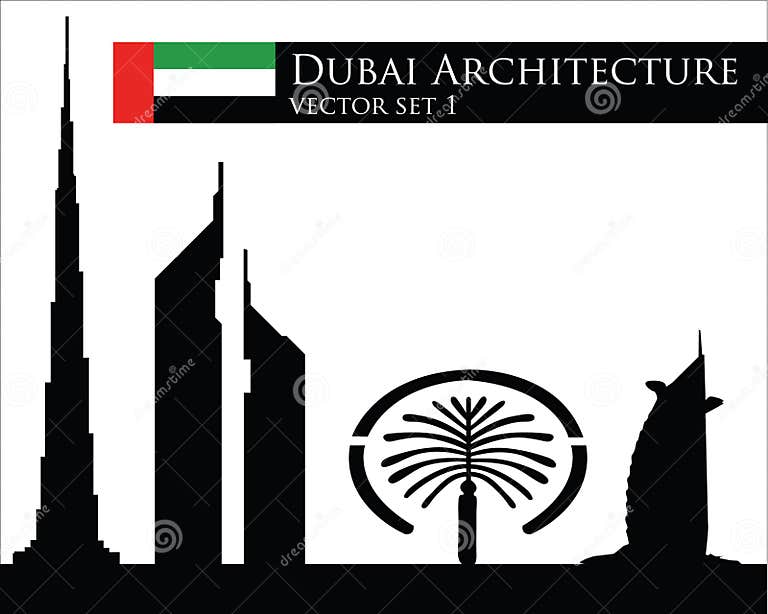 Dubai Architecture Vector Set Stock Vector - Illustration of tower ...