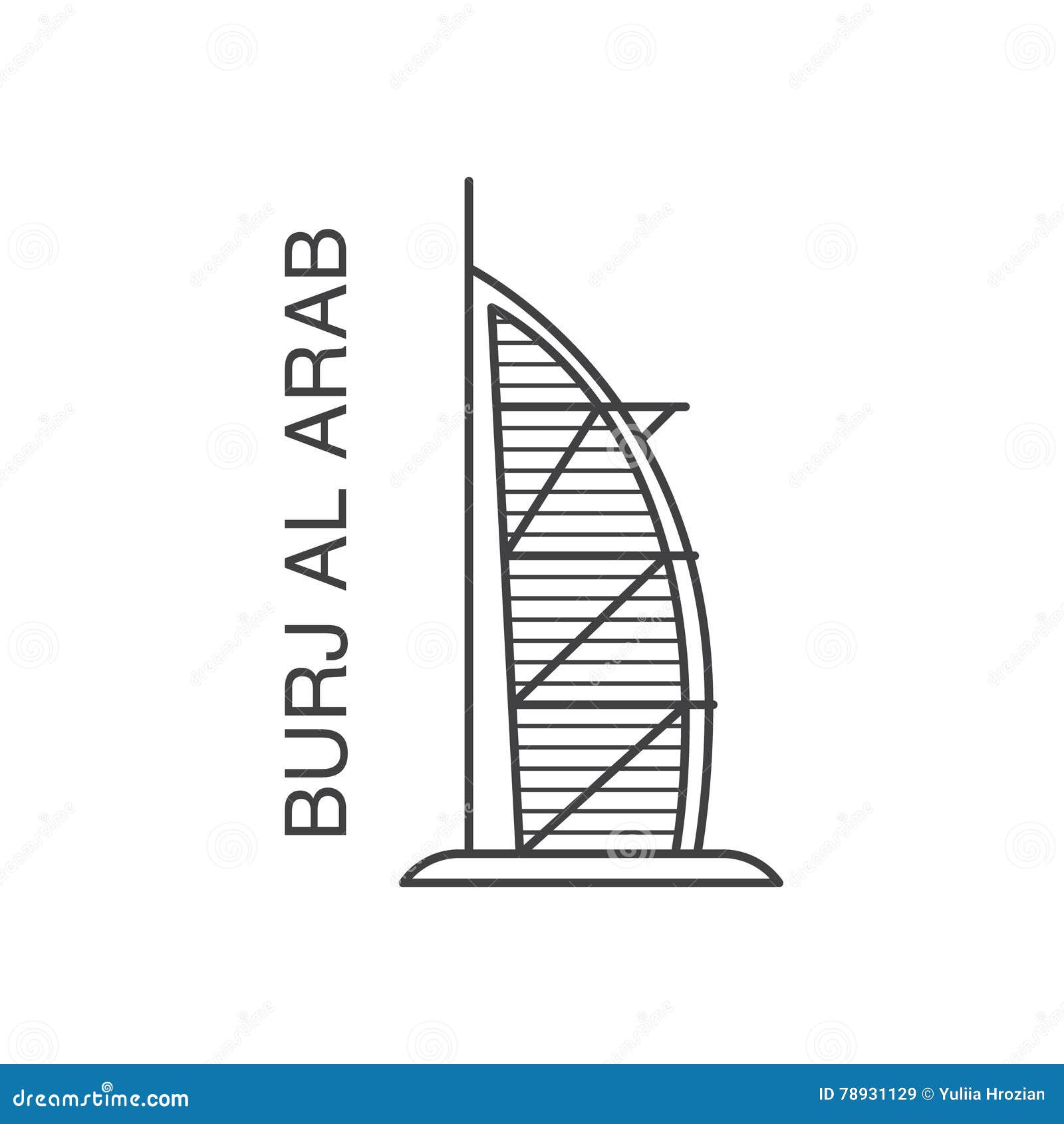 Burj Al Arab Vector Icon Isolated On White Background. Outline, Thin ... Burj Al Arab Vector Icon Isolated On White Background. Outline, Thin ...
