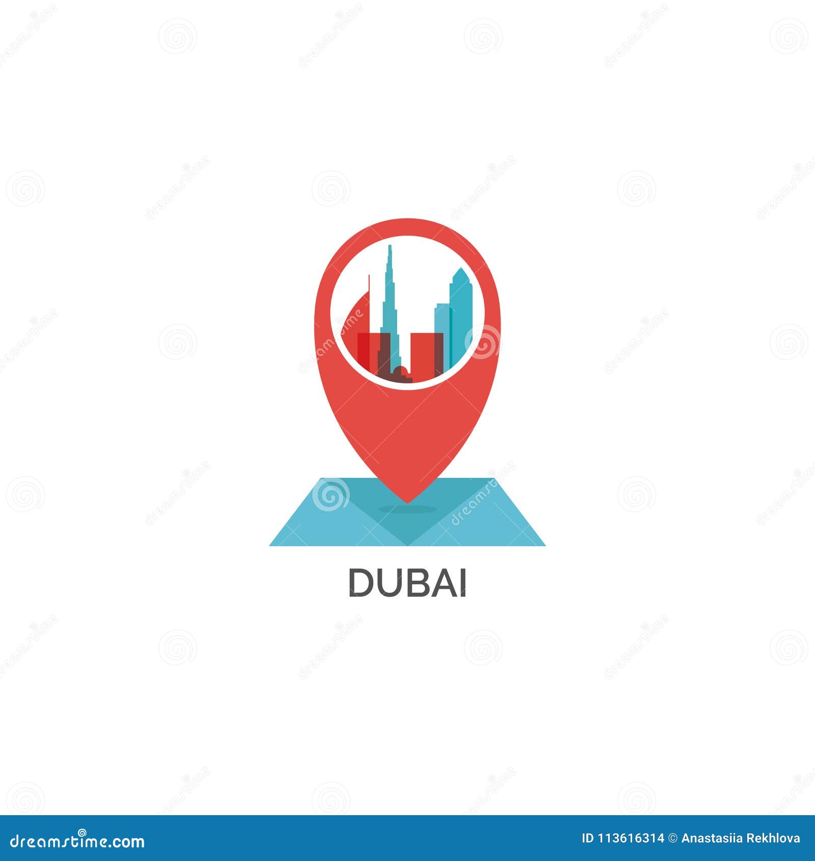 Dubai City Cool Skyline Vector Logo Illustration Stock Vector ...