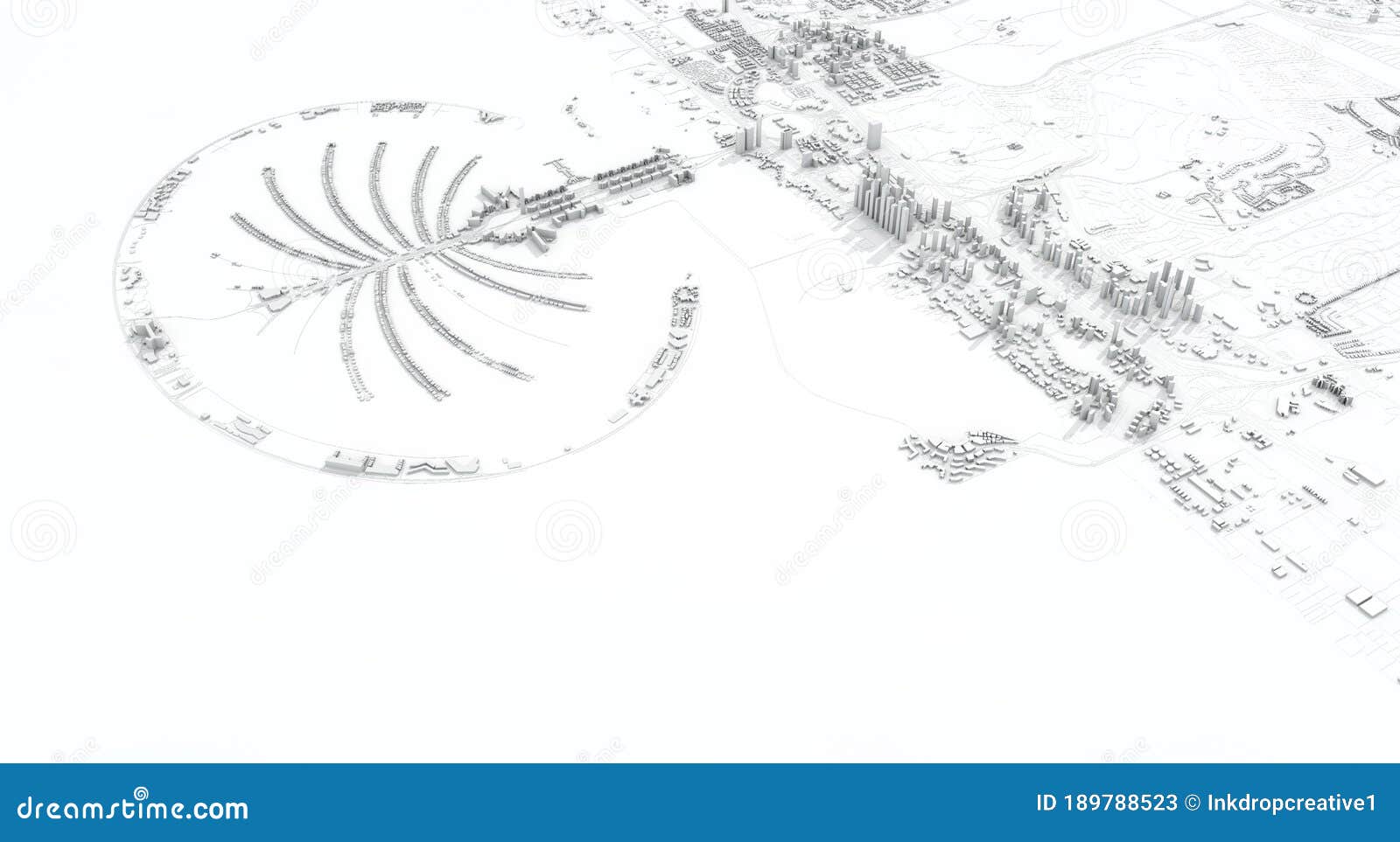 Dubai City Map 3D Rendering. Aerial Satellite View Stock Illustration ...