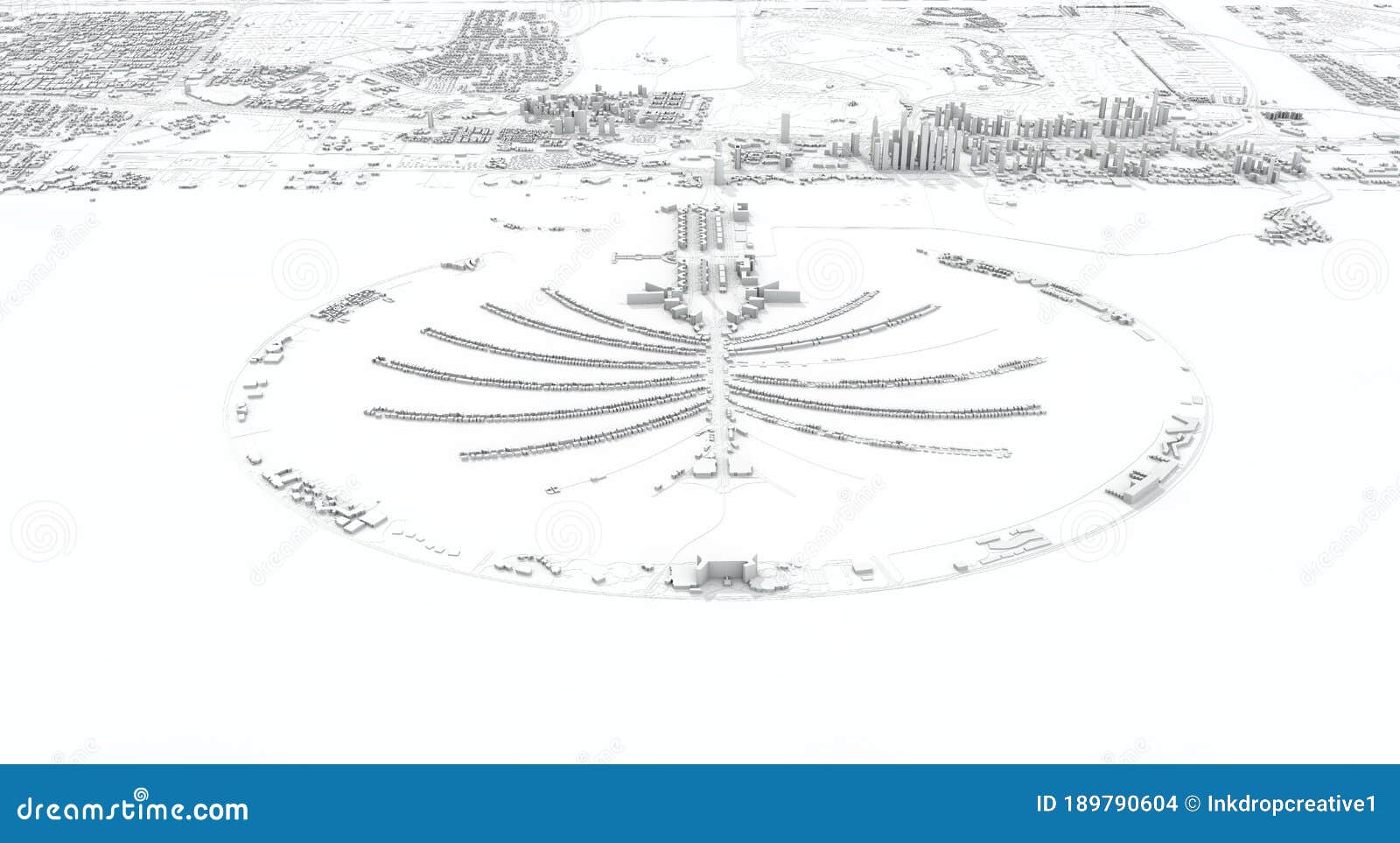 Dubai City Map 3D Rendering. Aerial Satellite View Stock Illustration ...