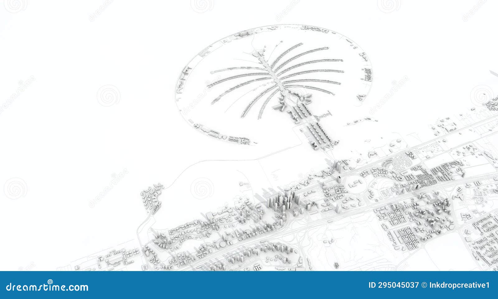 Dubai City Map 3D Rendering. Aerial Satellite View Stock Illustration ...