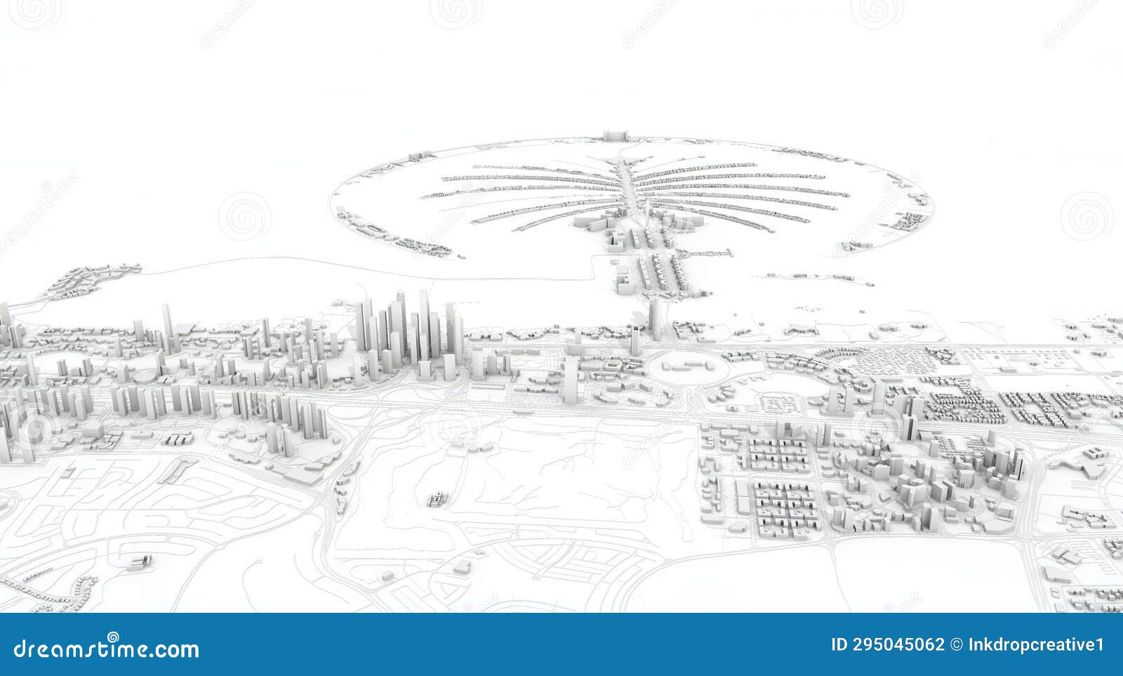 Dubai City Map 3D Rendering. Aerial Satellite View Stock Illustration ...