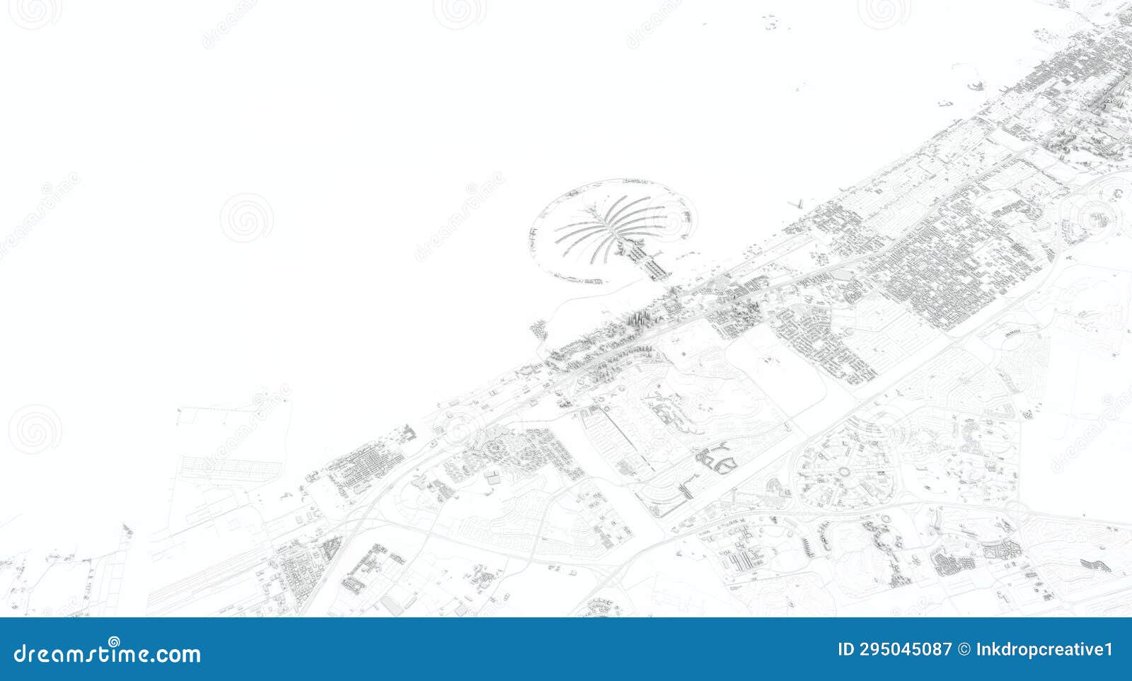 Dubai City Map 3D Rendering. Aerial Satellite View Stock Illustration ...