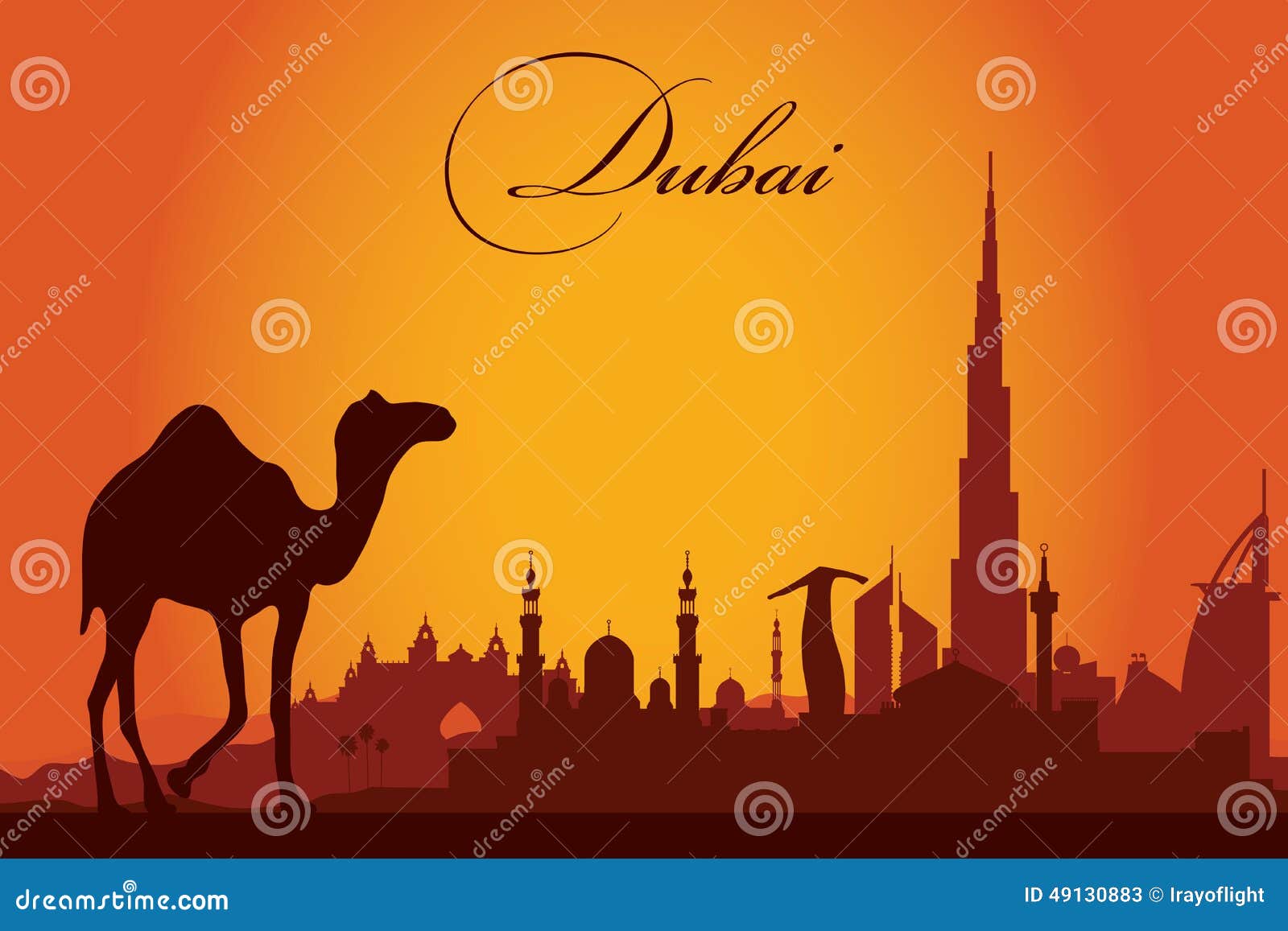 Dubai City Skyline Silhouette Background Stock Vector - Illustration of ...