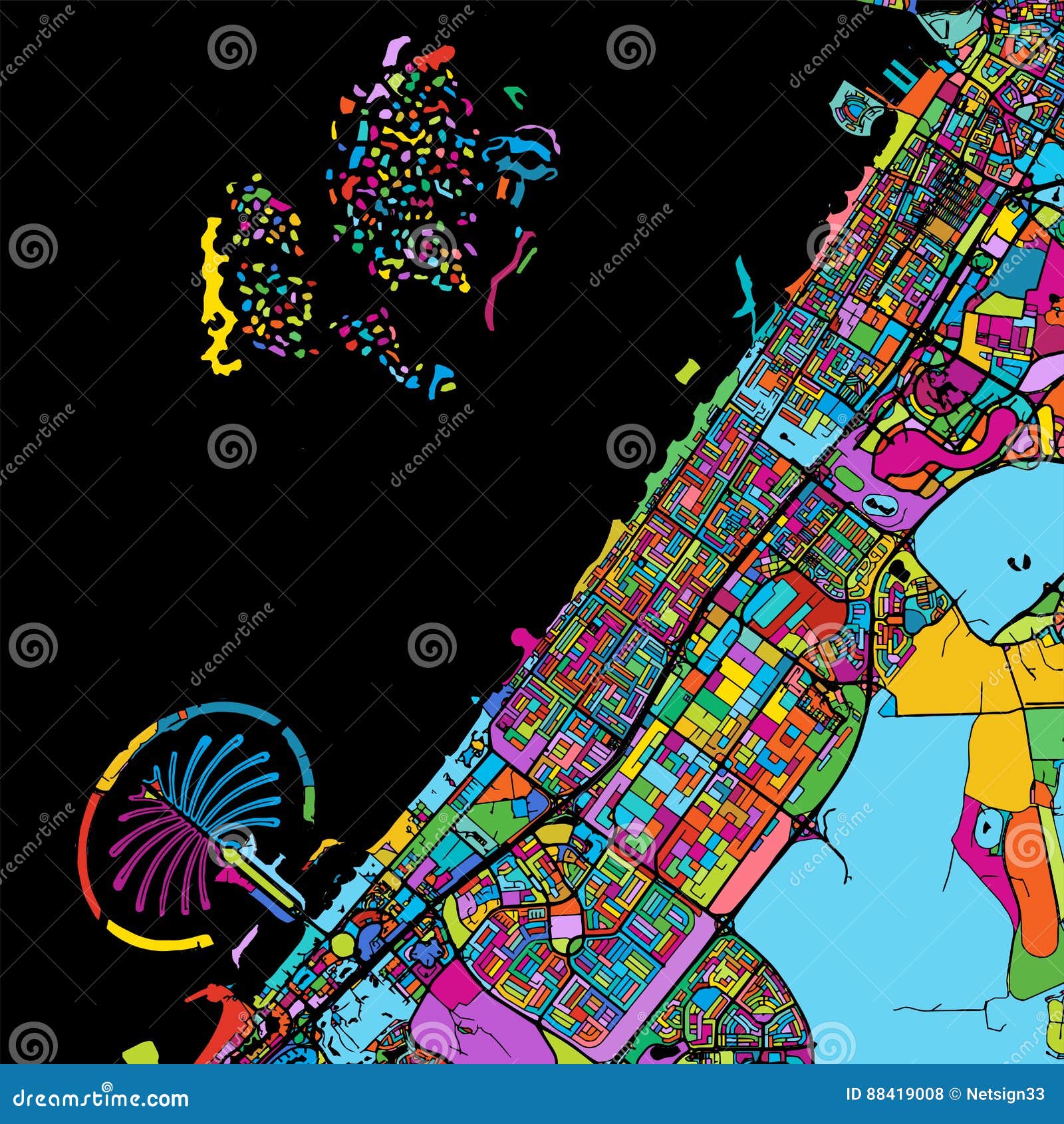 Dubai Colorful Vector Map | CartoonDealer.com #87676812