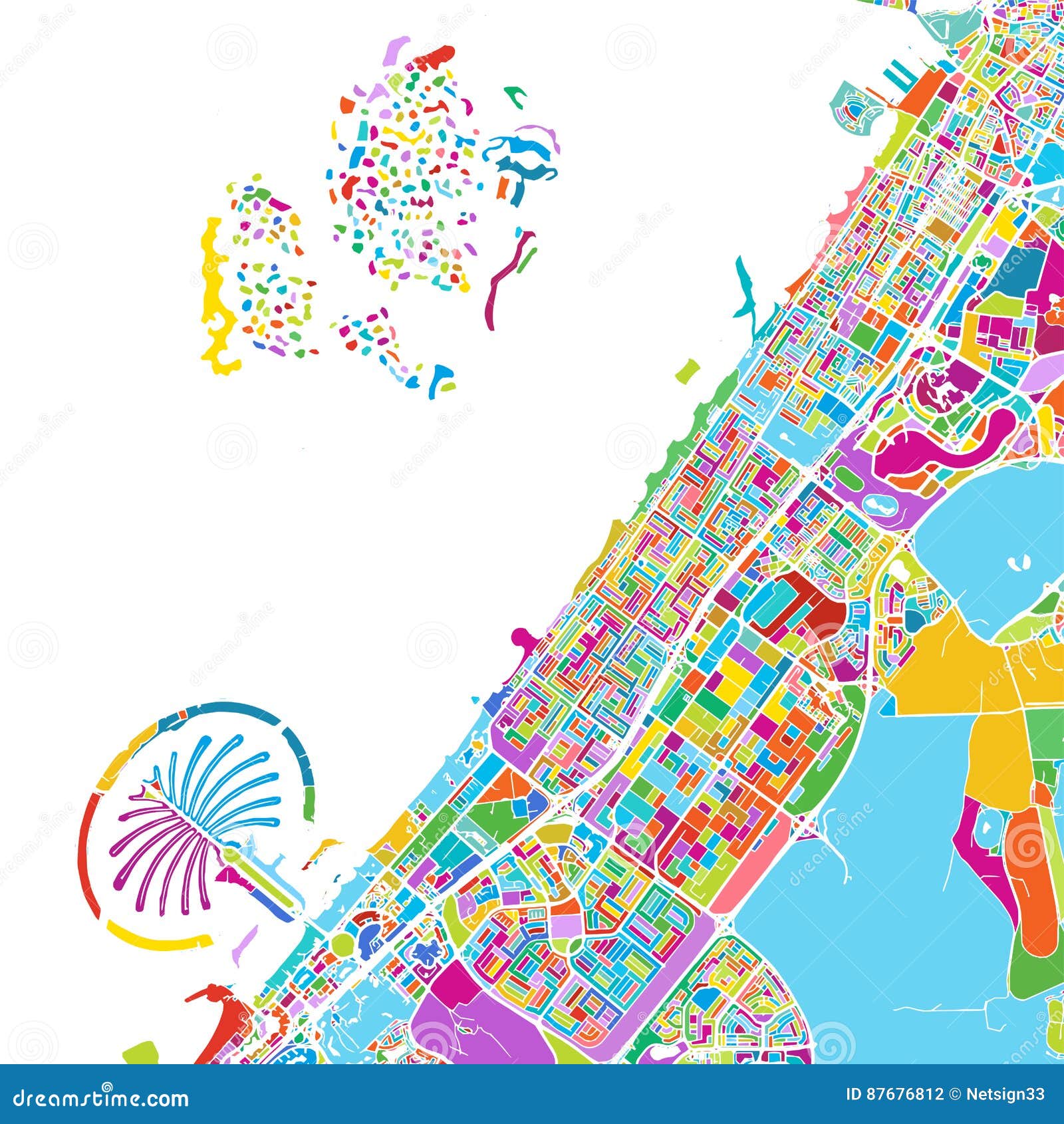 Dubai Colorful Vector Map stock vector. Illustration of creation - 87676812