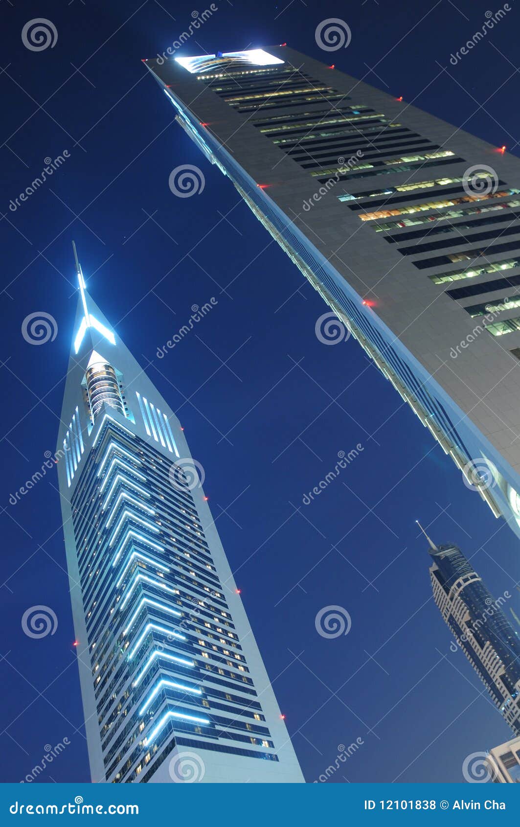 The Dubai Emirates Towers in Dubai Stock Photo - Image of towers, dubai ...