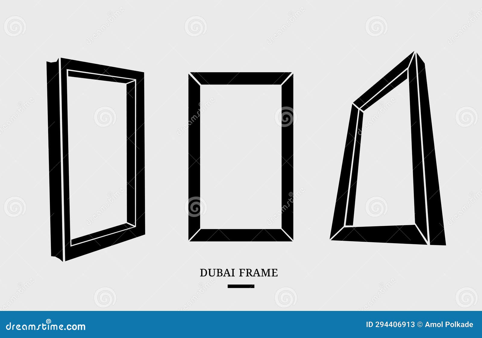 Dubai Frame Vector Silhouette with Three Different Angles Stock Vector ...