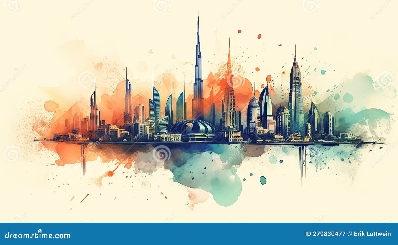 Dubai Illustration - Made with Generative AI Tools Stock Image - Image ...