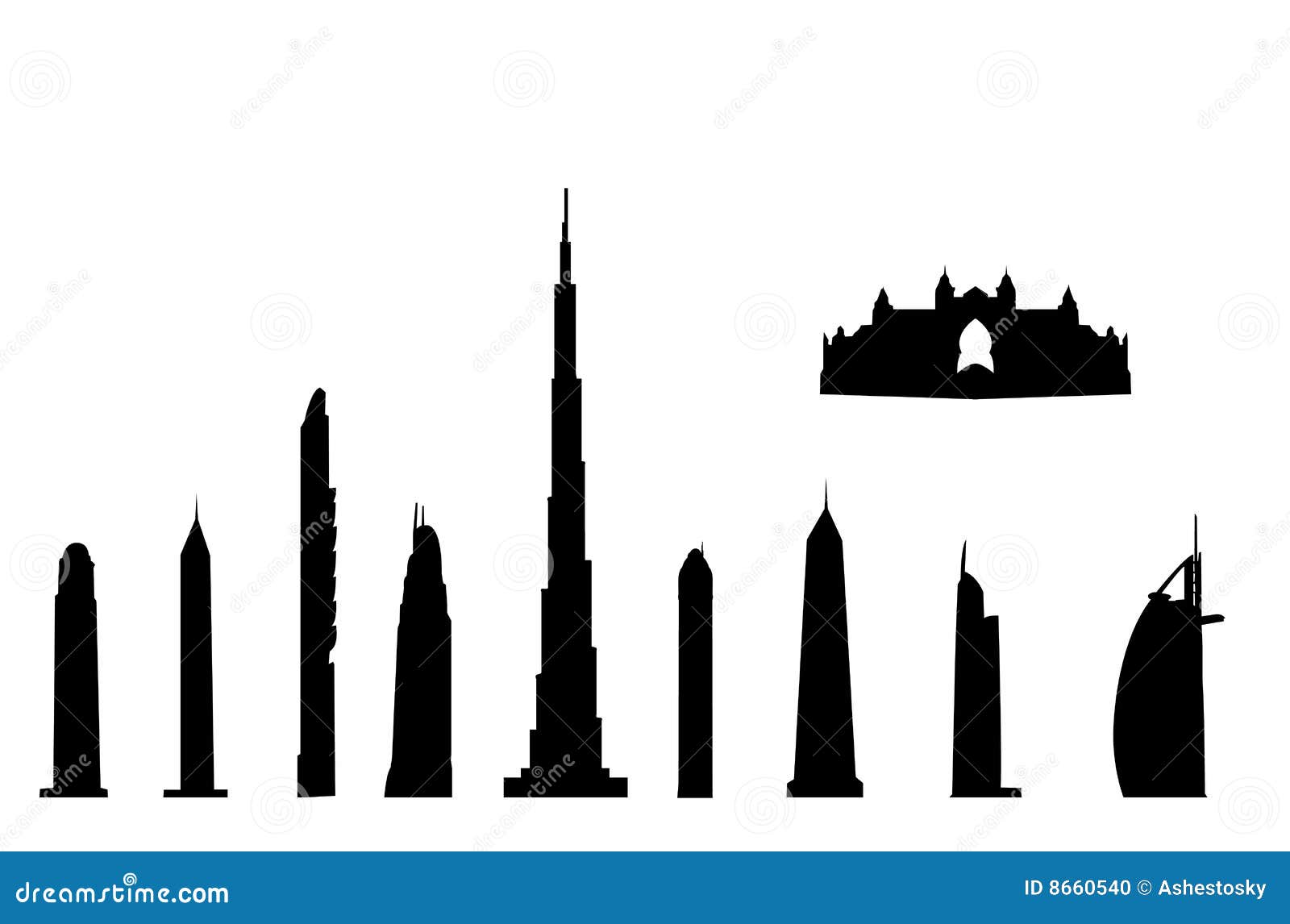 Dubai Landmarks Lineart Vector Sketch | CartoonDealer.com #159843371