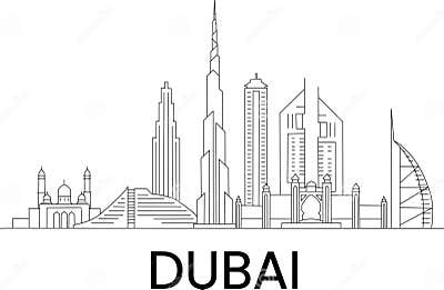 Dubai City Line Draw Free Vector Stock Illustration - Illustration of ...