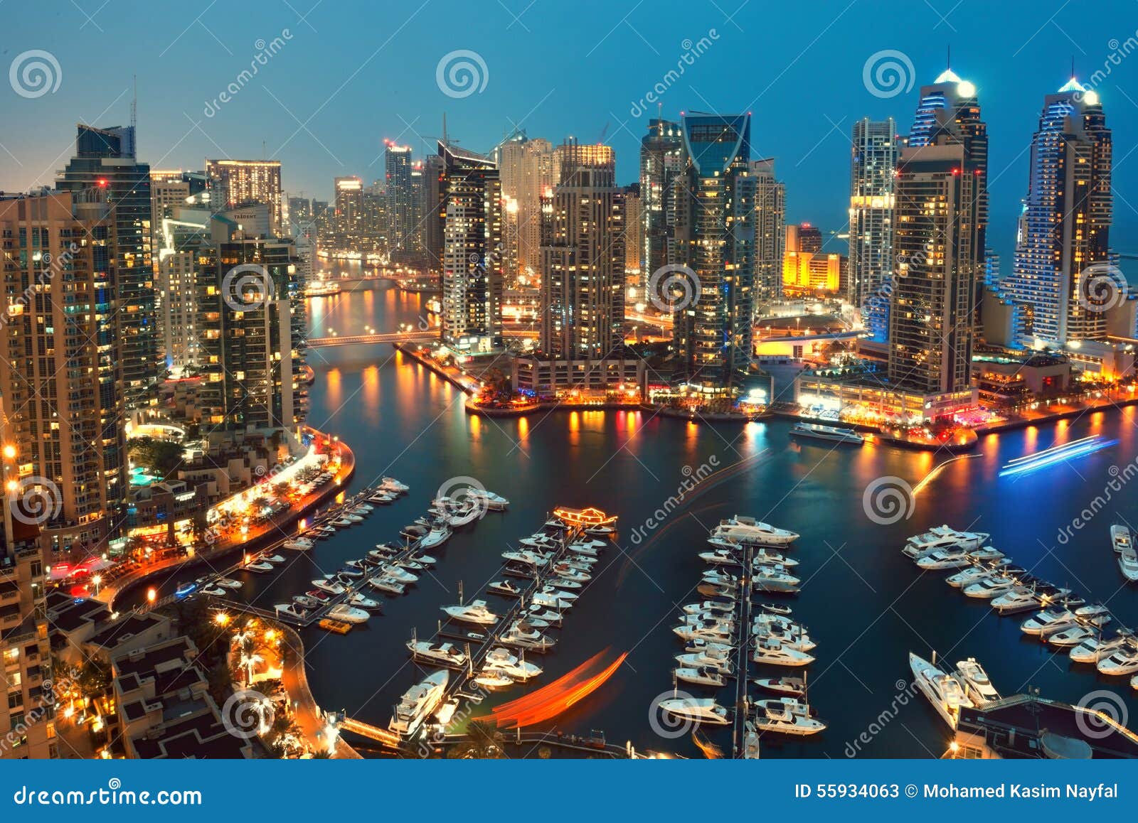 Dubai Marina stock image. Image of dusk, holiday, marina - 55934063