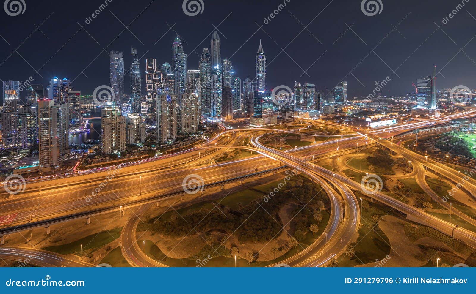 Dubai Marina Highway Intersection Spaghetti Junction Night Stock Photo ...