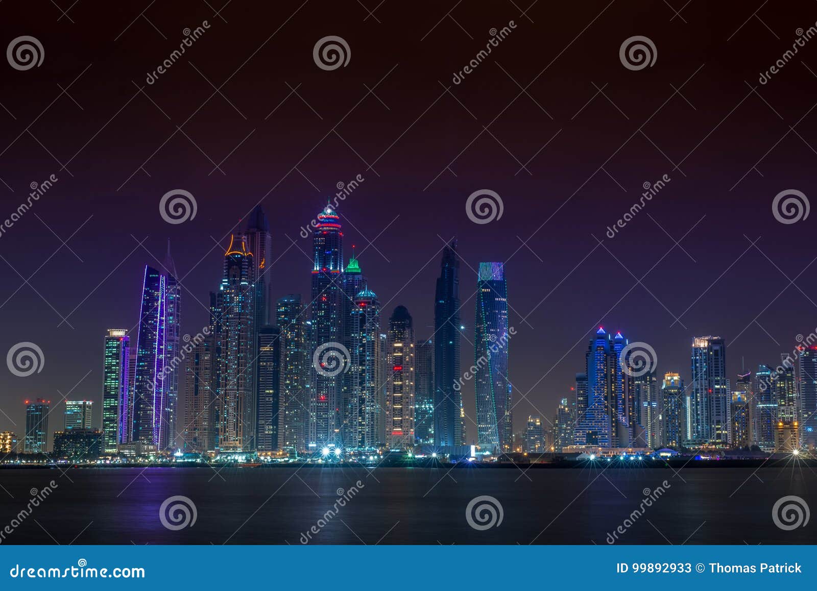 Dubai Marina at Night View from Atlantis Stock Image - Image of ...