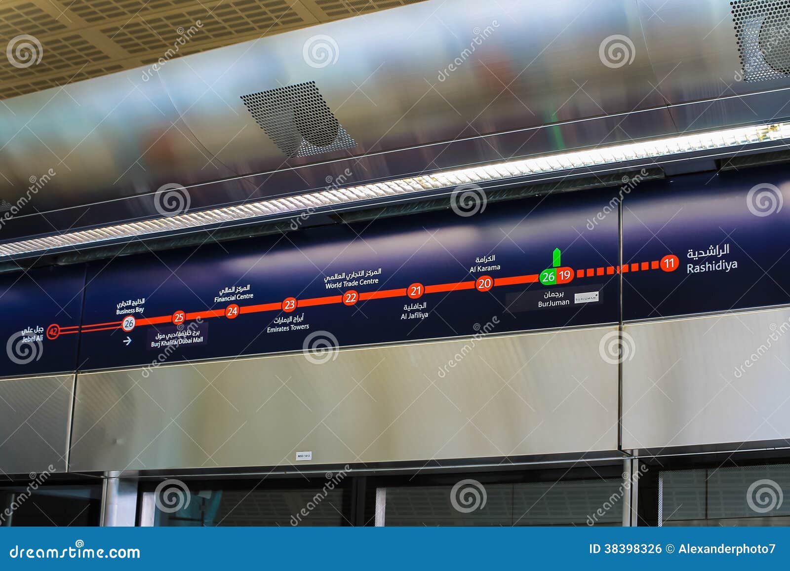 Dubai Metro Route editorial photo. Image of line, route - 38398326