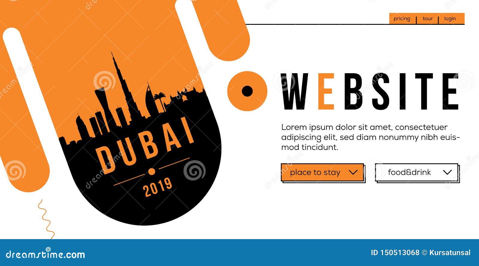 Dubai Modern Web Banner Design with Vector Linear Skyline Stock ...