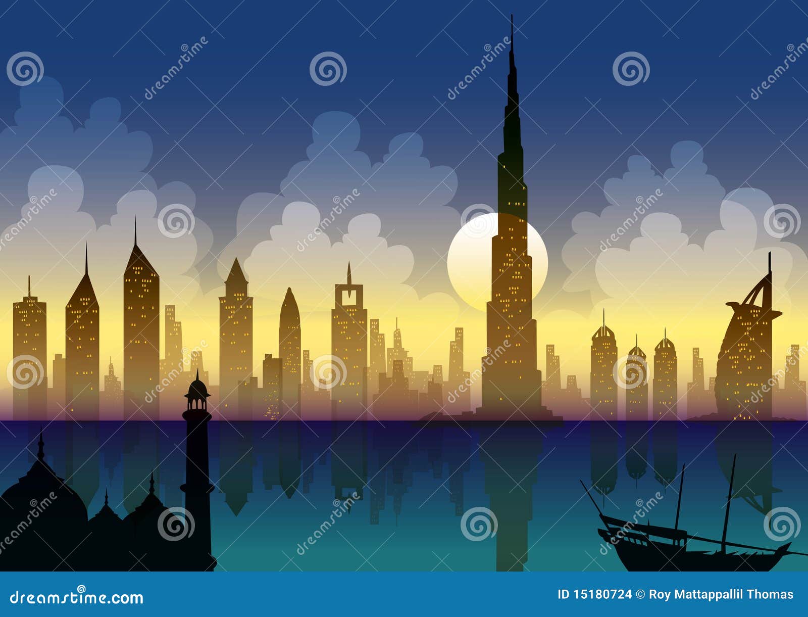 Dubai New stock vector. Illustration of burj, islamic - 15180724
