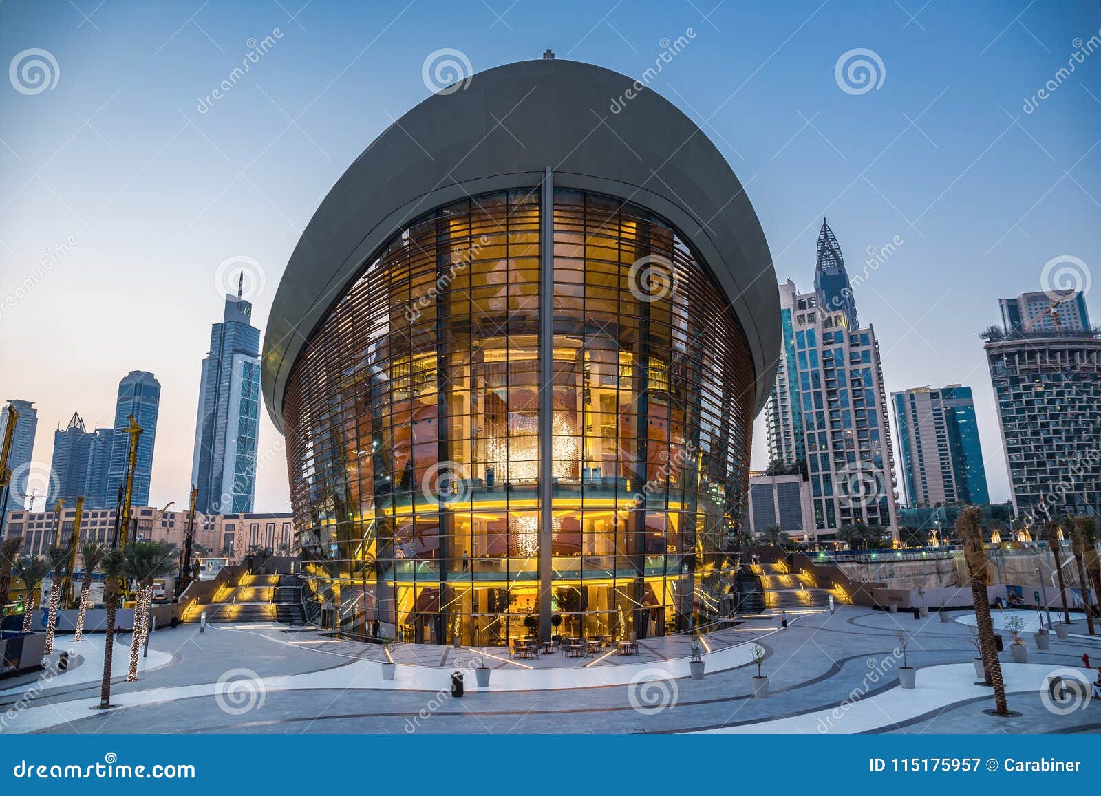 Dubai Opera House at night stock image. Image of house - 115175957
