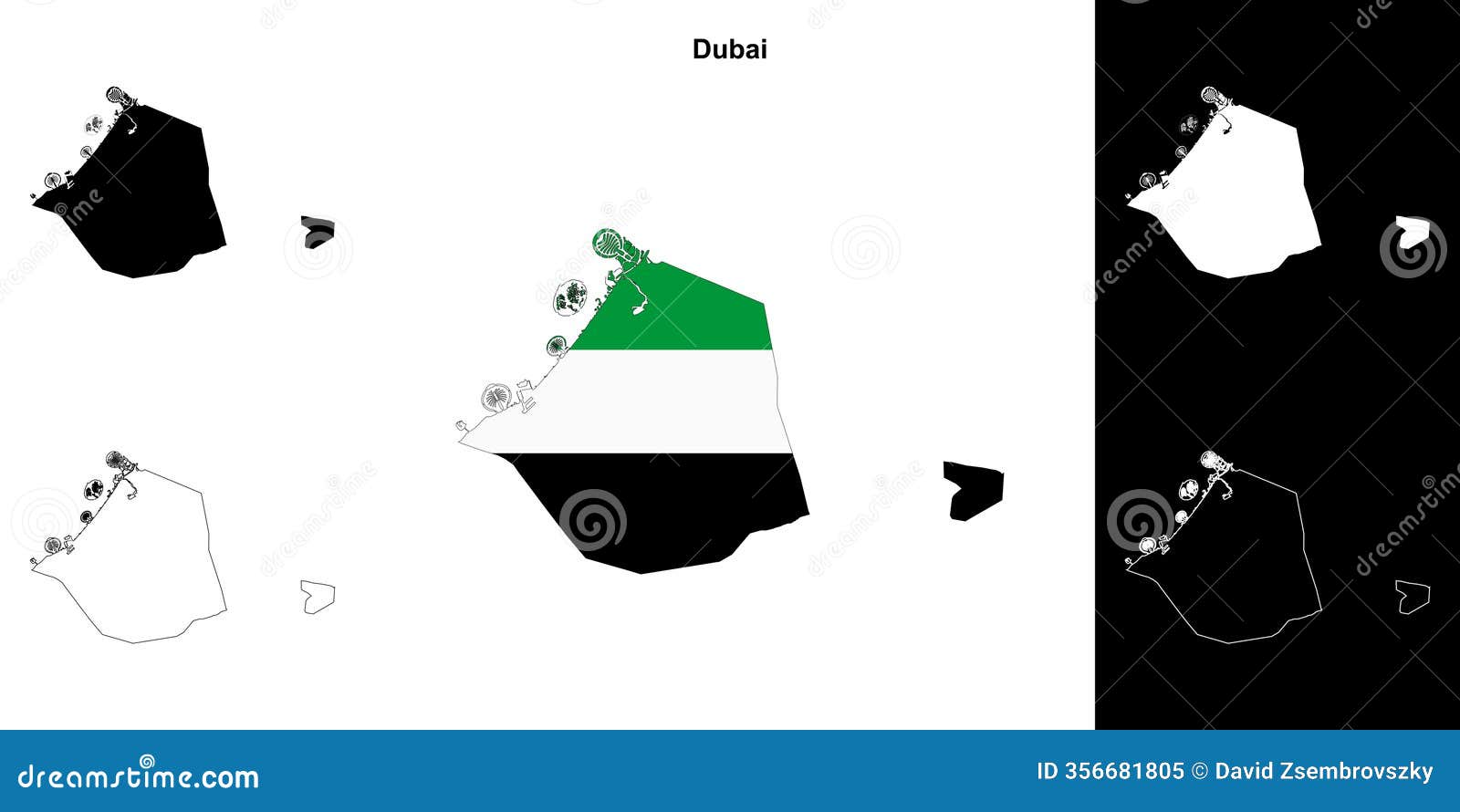 Dubai outline map stock vector. Illustration of territory - 356681805