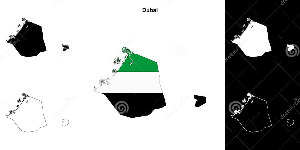 Dubai outline map stock vector. Illustration of territory - 356681805