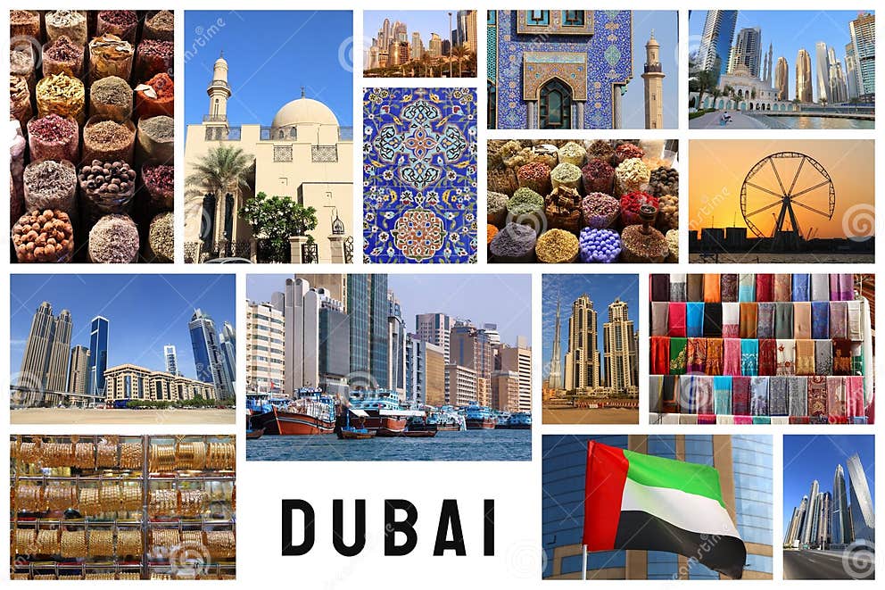 Dubai postcard editorial photography. Image of montage - 293271487