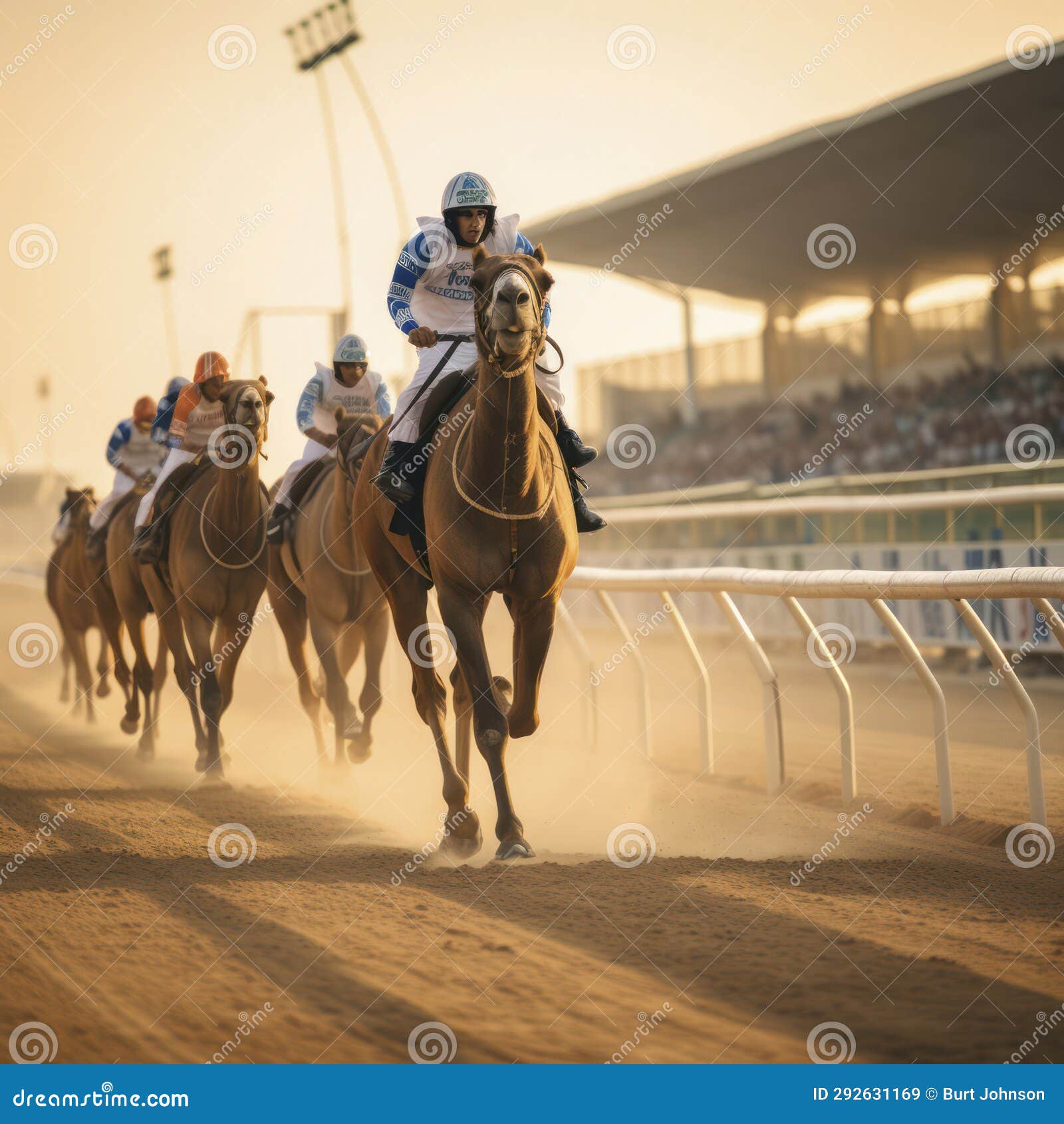 Dubai Race Track with Fast Camel 1aking Lead Stock Image - Image of ...