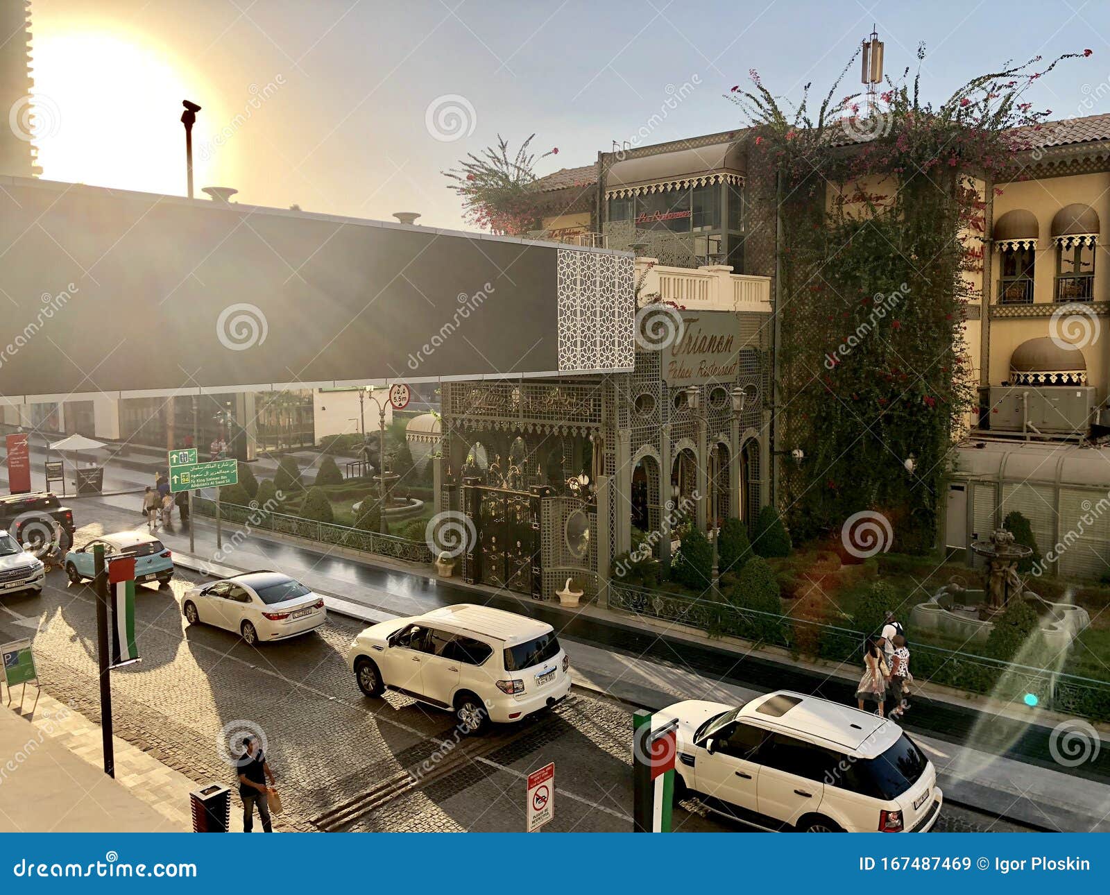 Dubai seafront with cars editorial stock image. Image of industry ...
