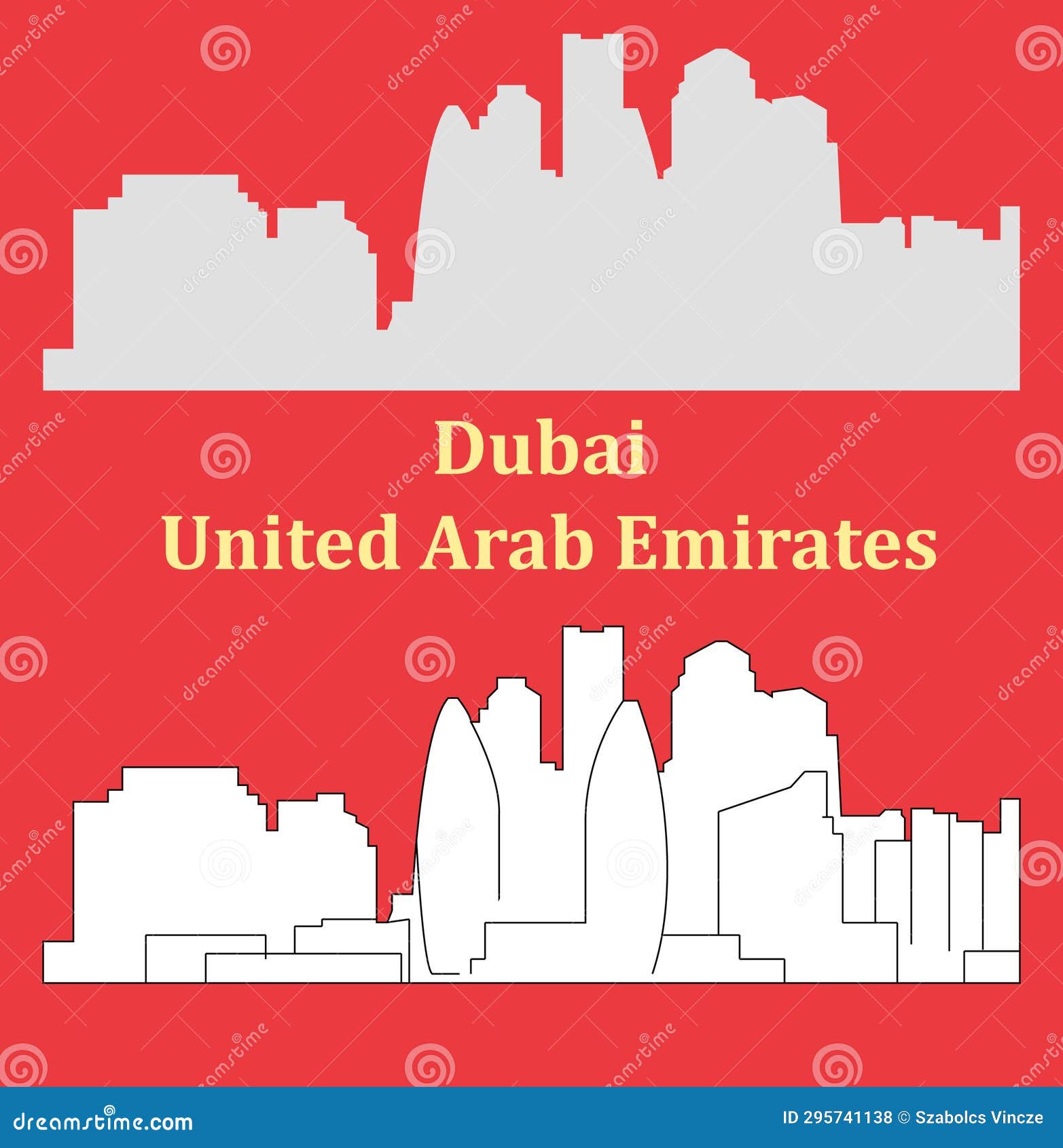Dubai skyline stock vector. Illustration of landmark - 295741138