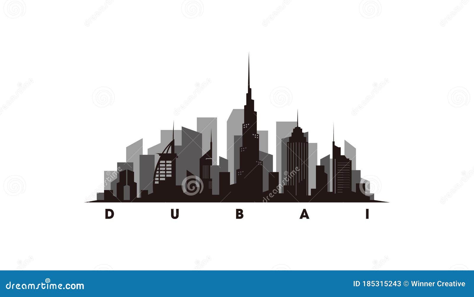 Dubai Skyline and Landmarks Silhouette Vector Stock Vector ...