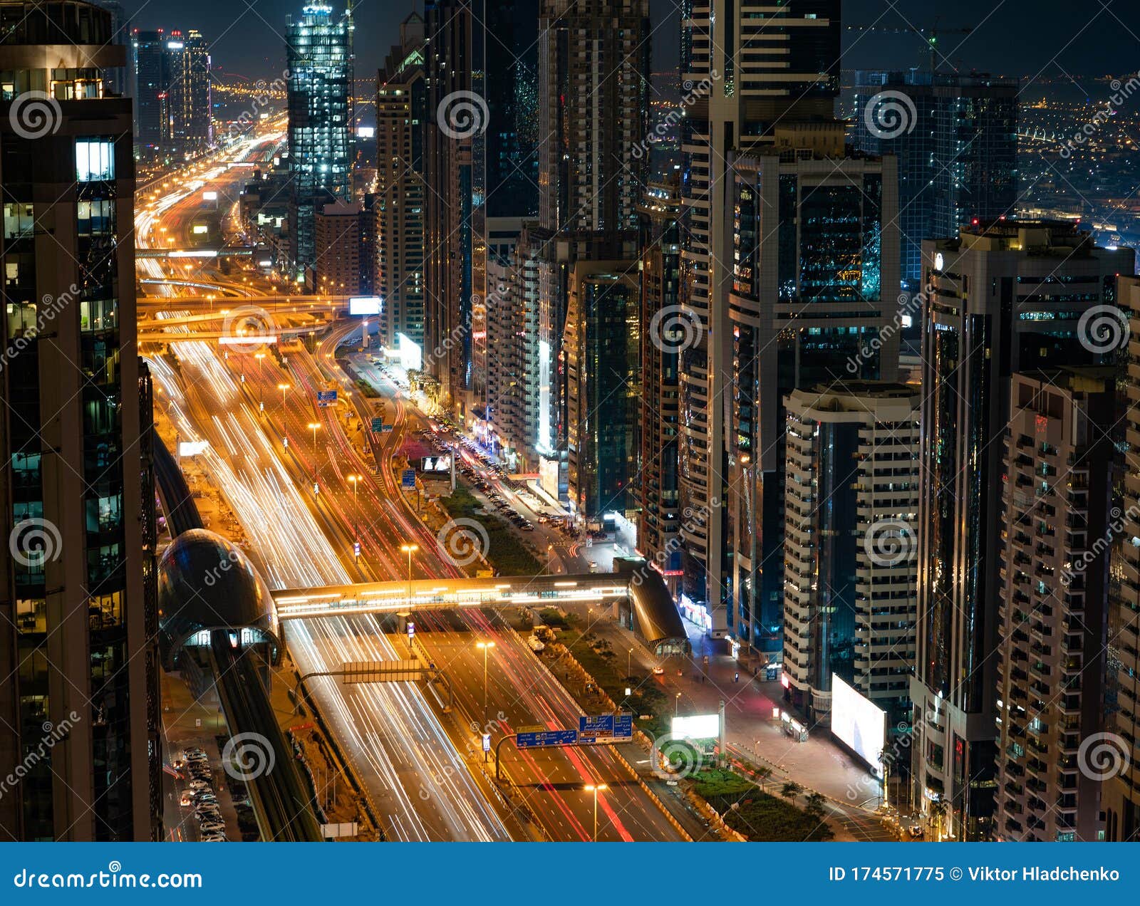Dubai Skyline in the Night Time, United Arab Emirates Editorial Image ...
