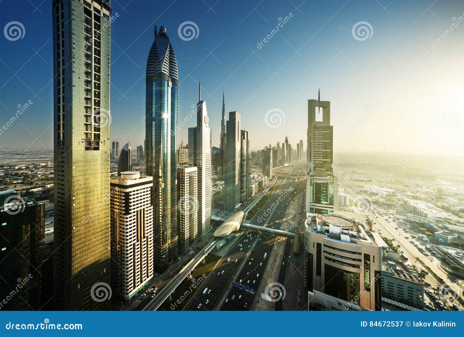 Dubai Skyline in Sunset Time Stock Image - Image of east, night: 84672537