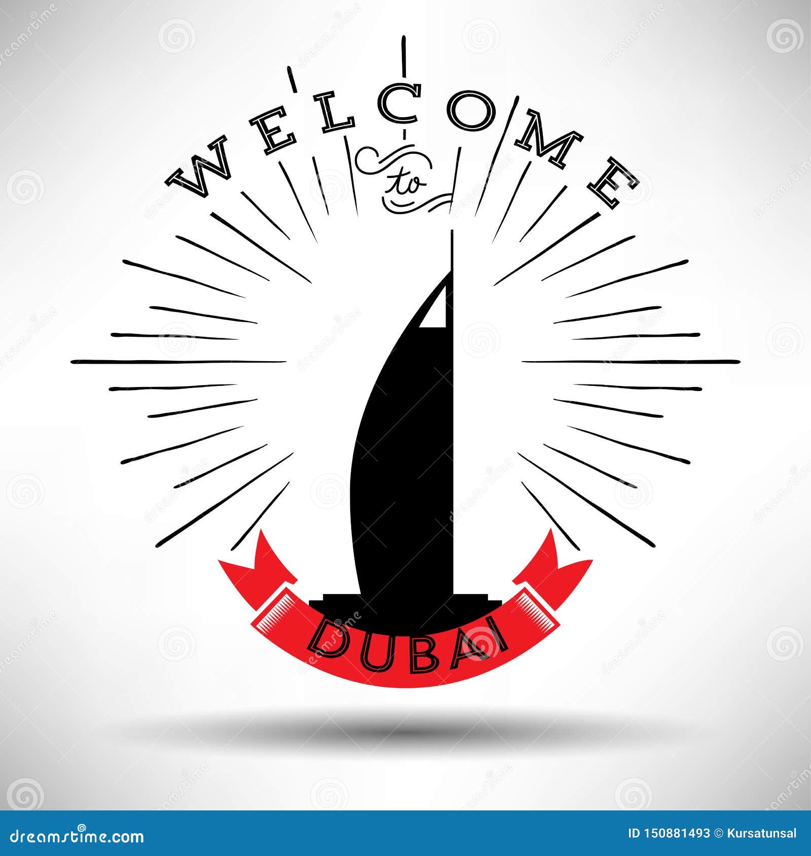 Dubai Skyline Typographic Vector Illustration Stock Illustration ...